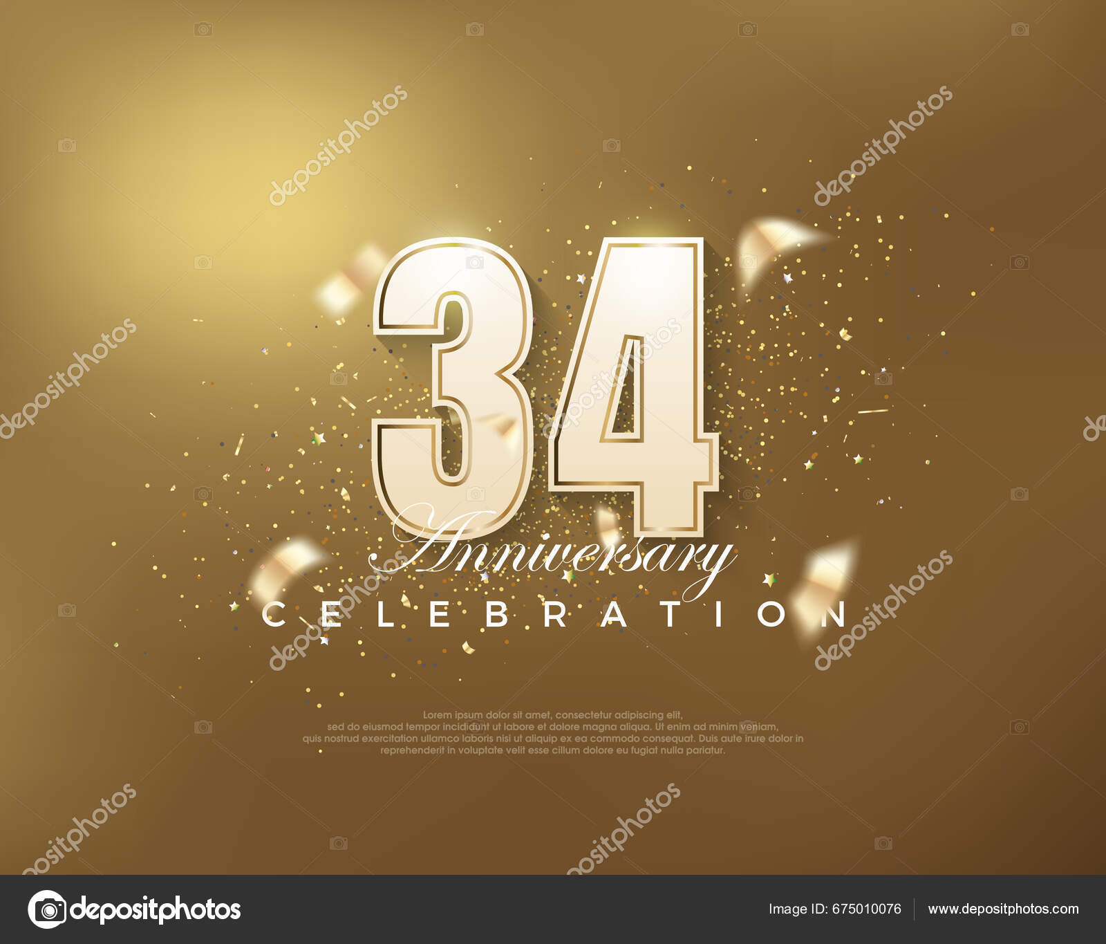 Luxury Gold 34Th Anniversary Celebration White Numbers Gold Background ...