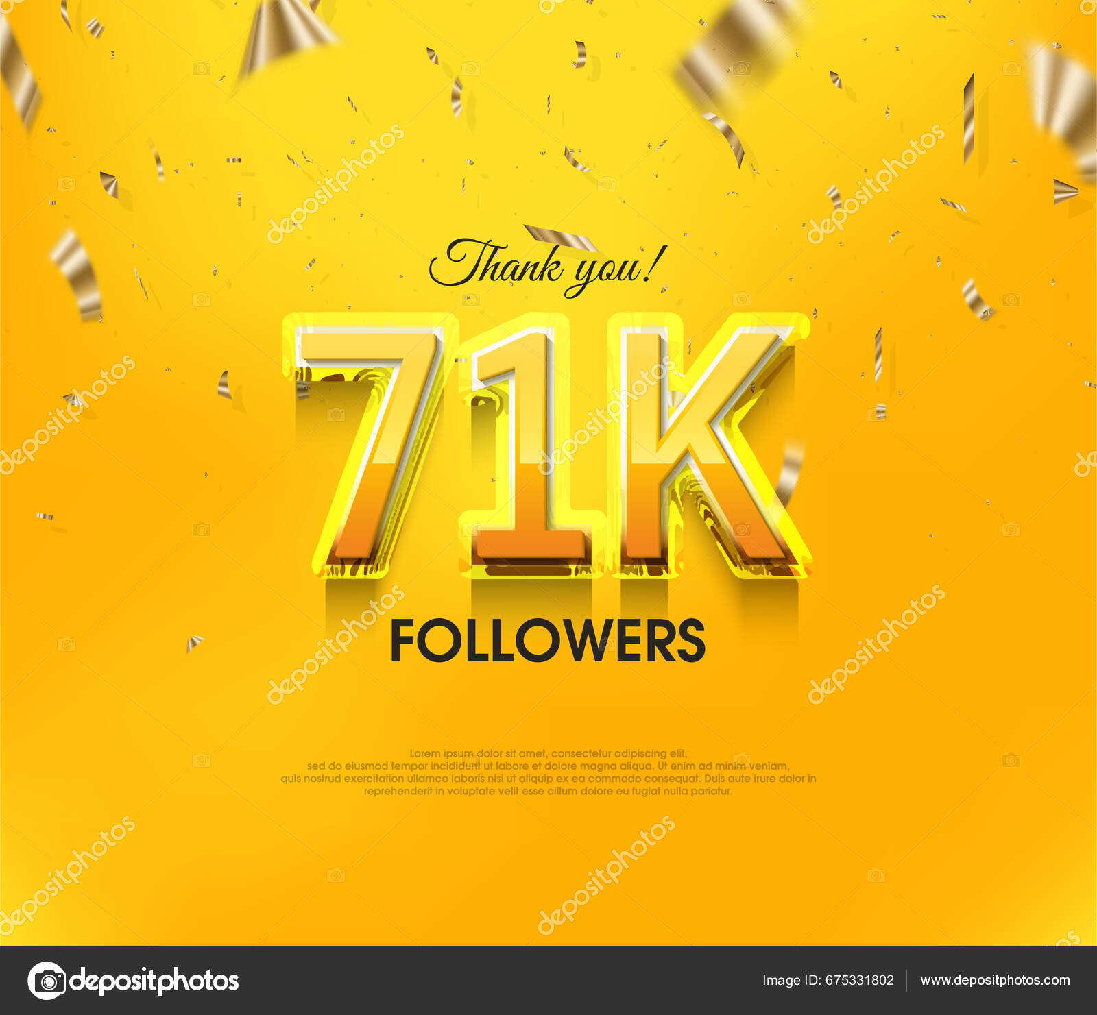 Yellow Background Thank You 71K Followers Elegant Luxury Premium Design ...