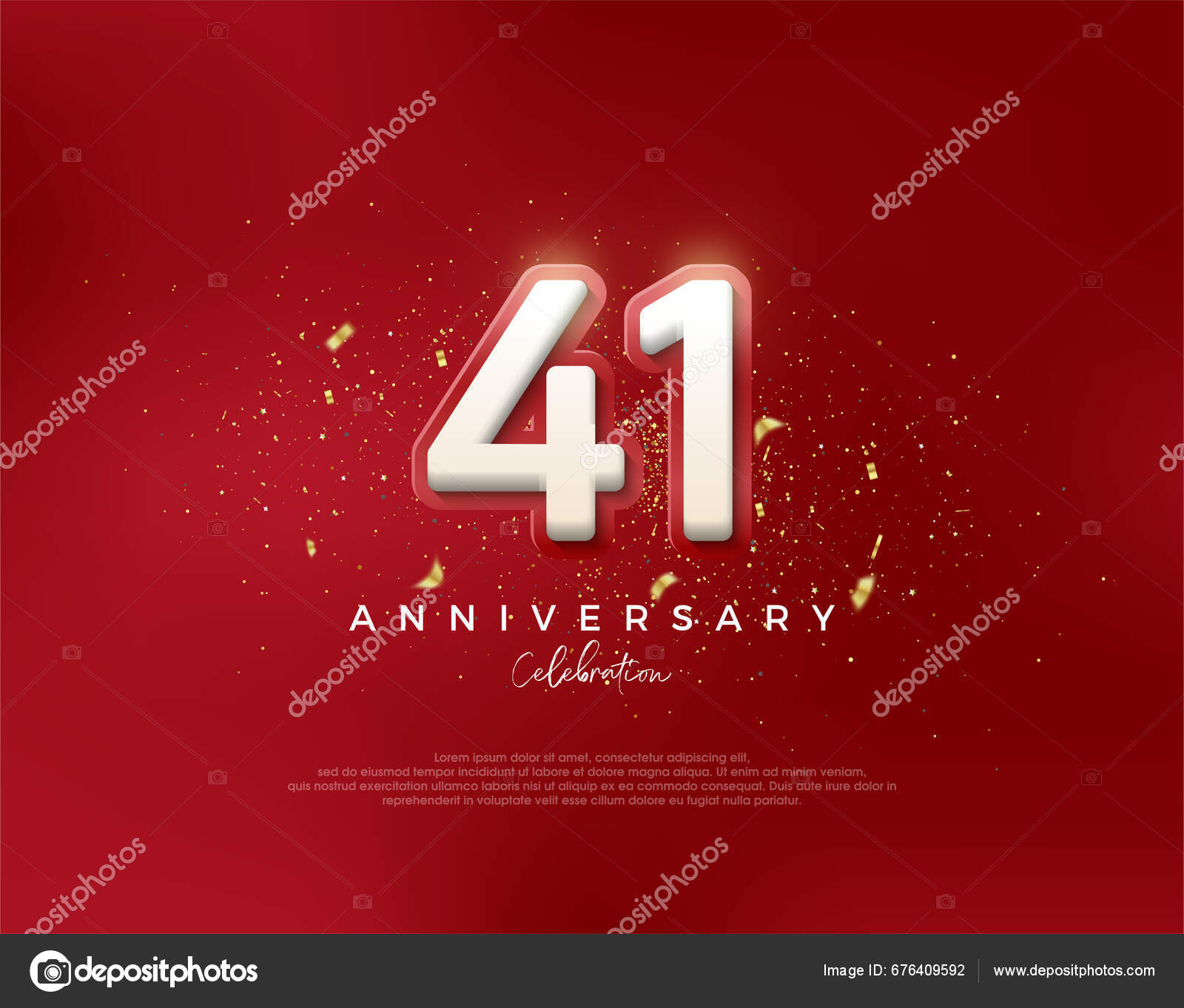 41St Anniversary Number White Numbers Red Background Premium Vector ...