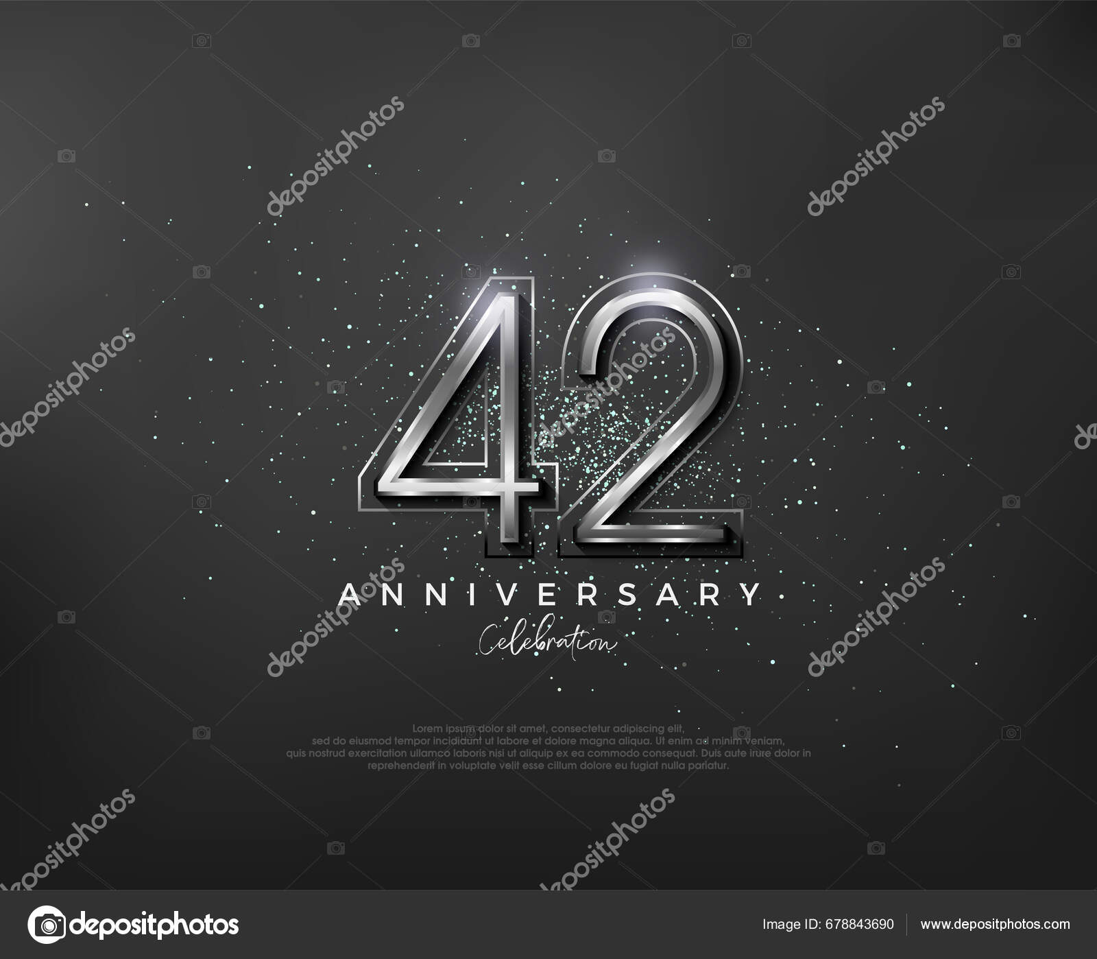 Silver Metallic Number Design Premium Number 42Nd Anniversary Premium ...