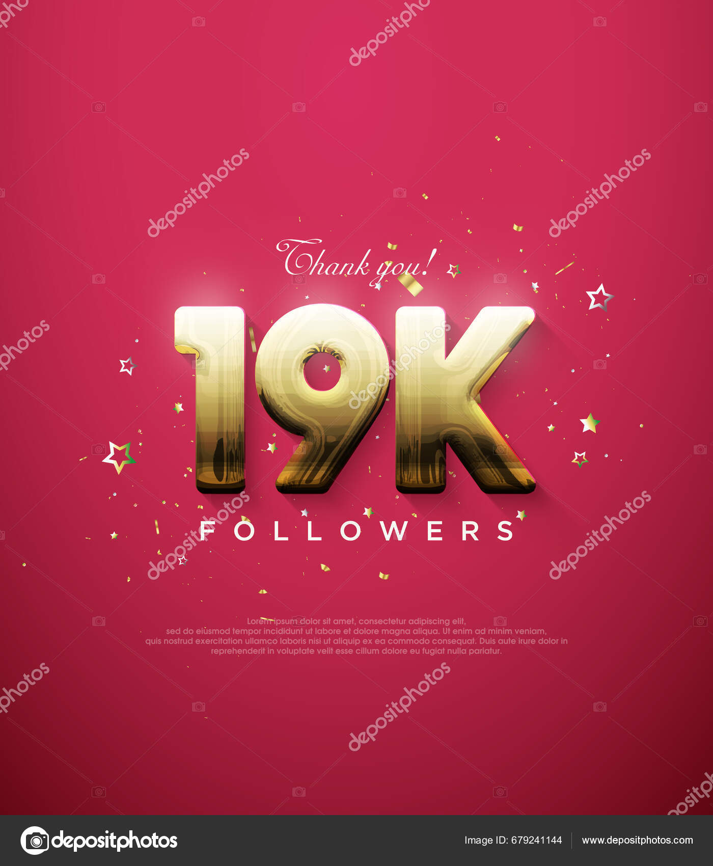 Gracias Seguidores Para 19K Con Números Oro Lujo Sobre Fondo Vector de ...