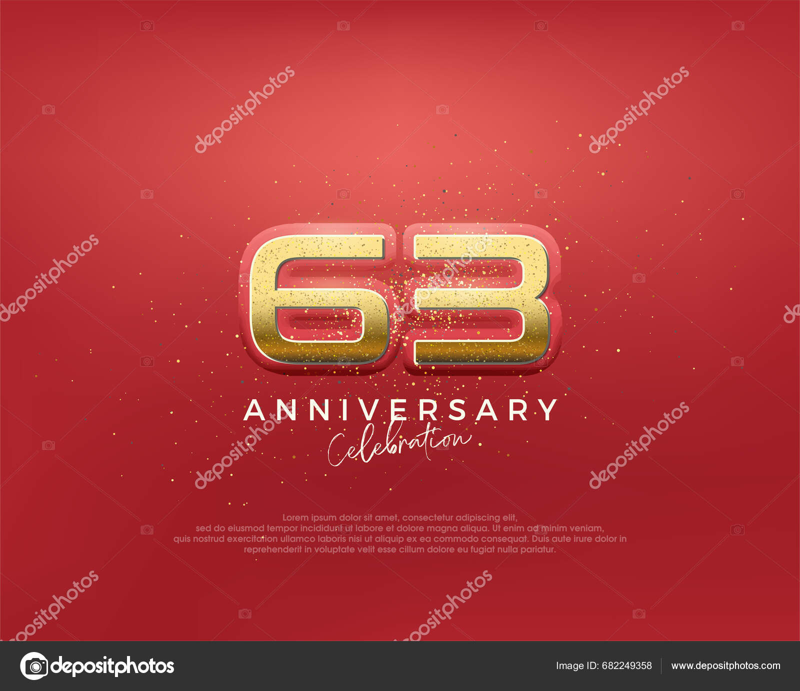 63Rd Anniversary Luxurious Gold Color Glitter Vector Premium Premium ...