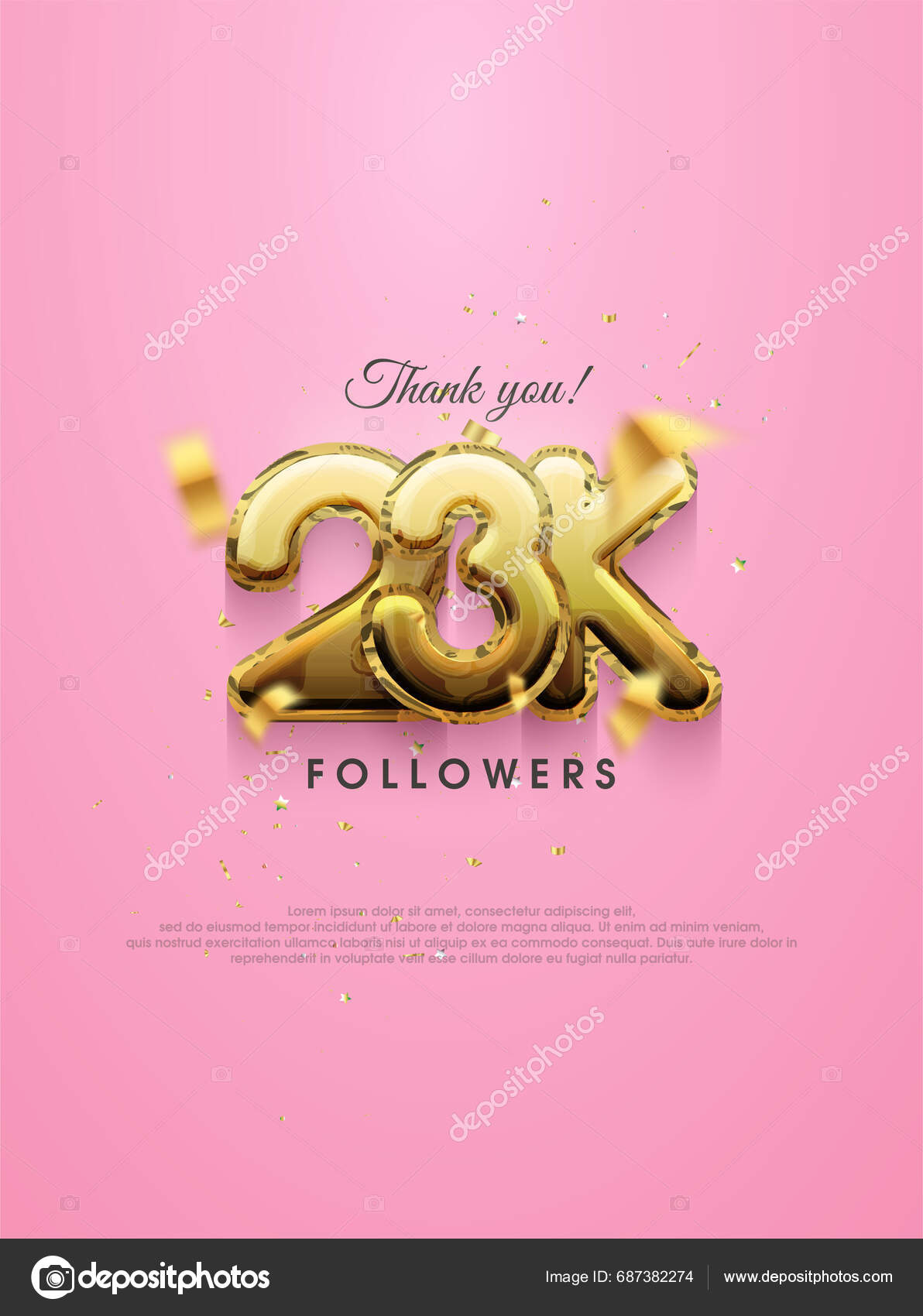 23K Followers Design Luxury Gold Numbers Greetings Social Media Posts ...