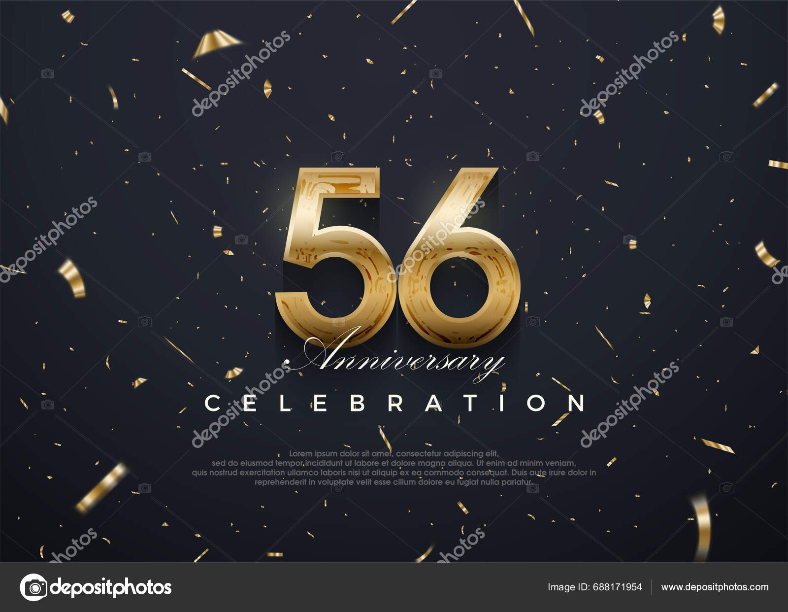 56Th Anniversary Celebration Vector Design Luxury Shiny Gold Premium ...