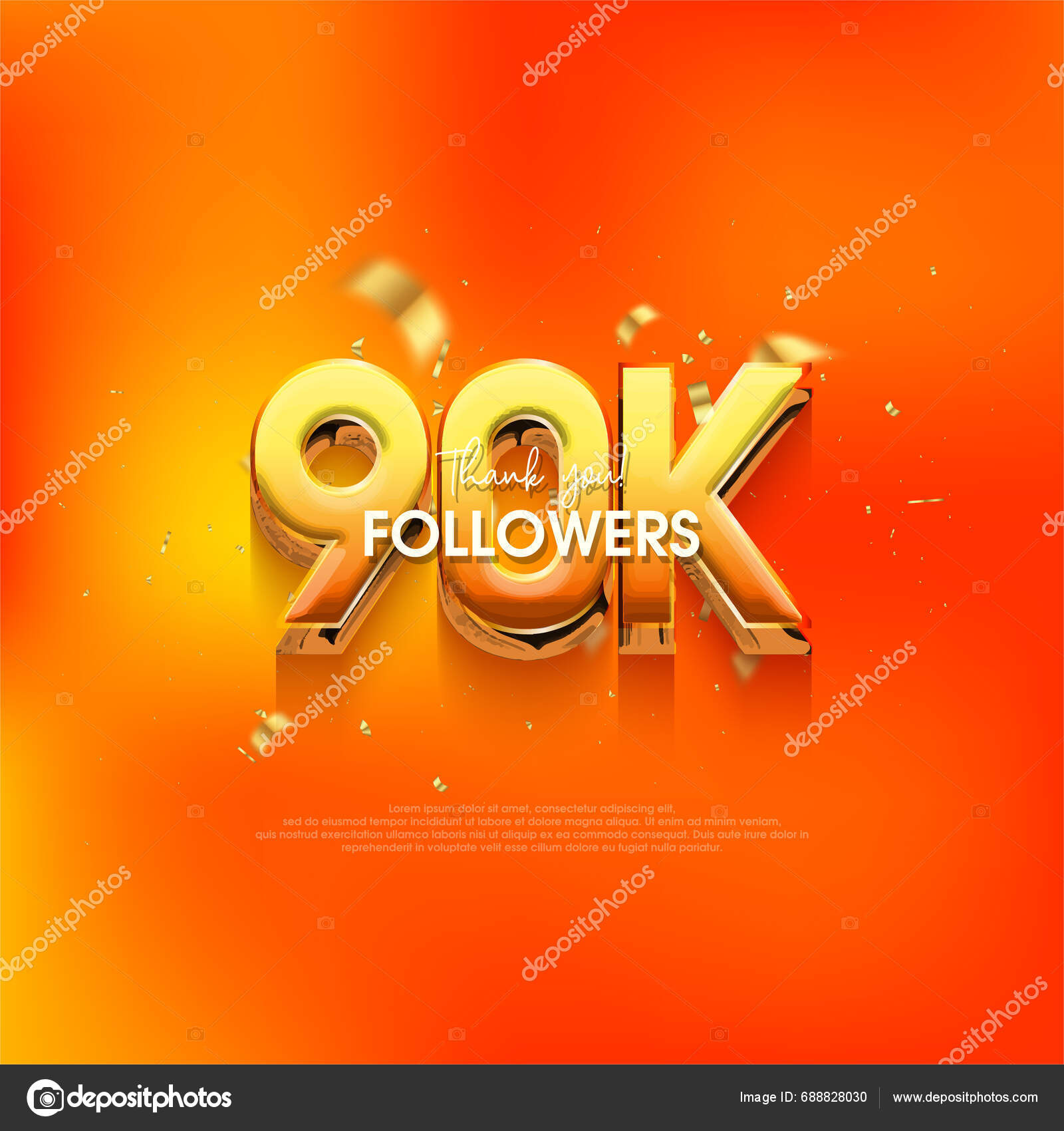 90K Followers Speech Background Bright Fresh Orange Color Stock Vector ...