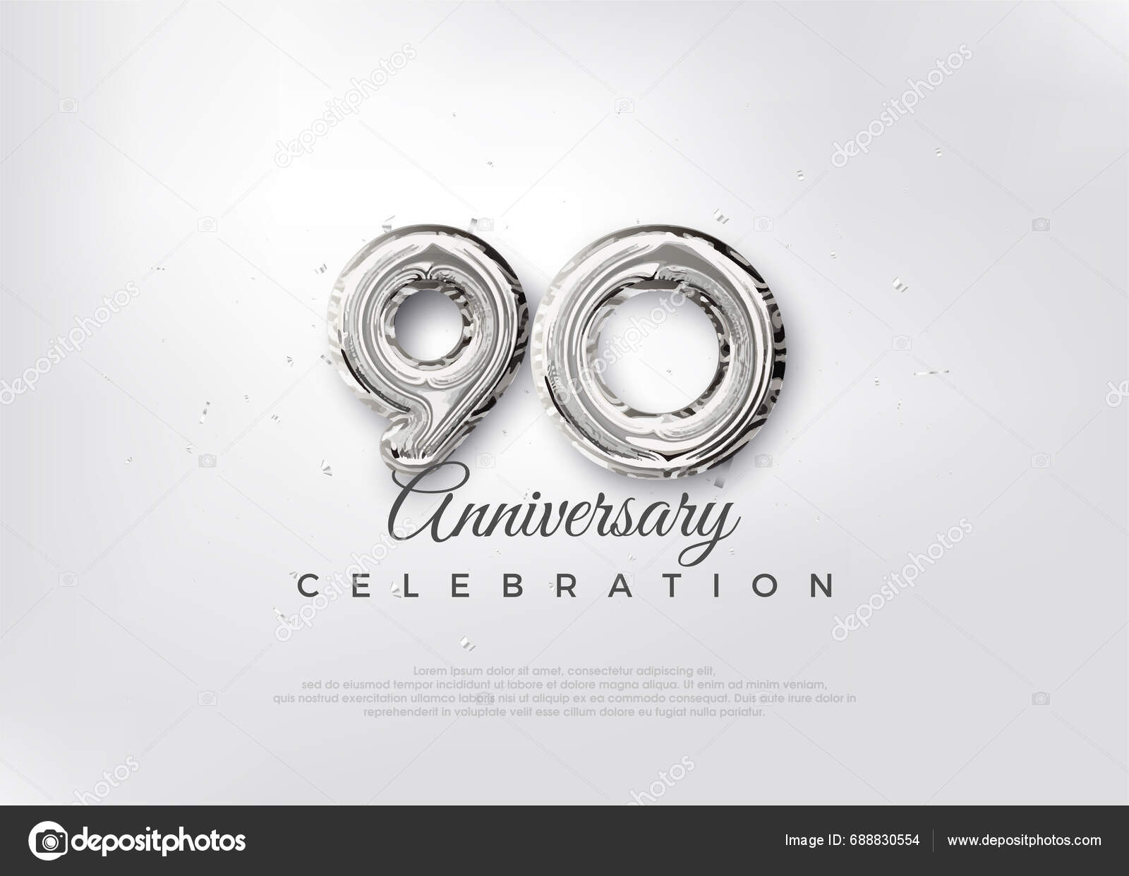 Silver Balloon Number Premium Vector 90Th Anniversary Celebration ...