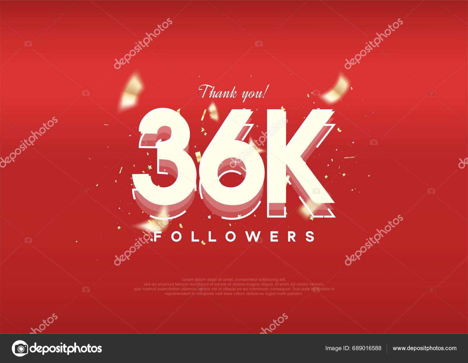 Modern Design Celebration 36K Followers Luxurious Red Background Stock ...