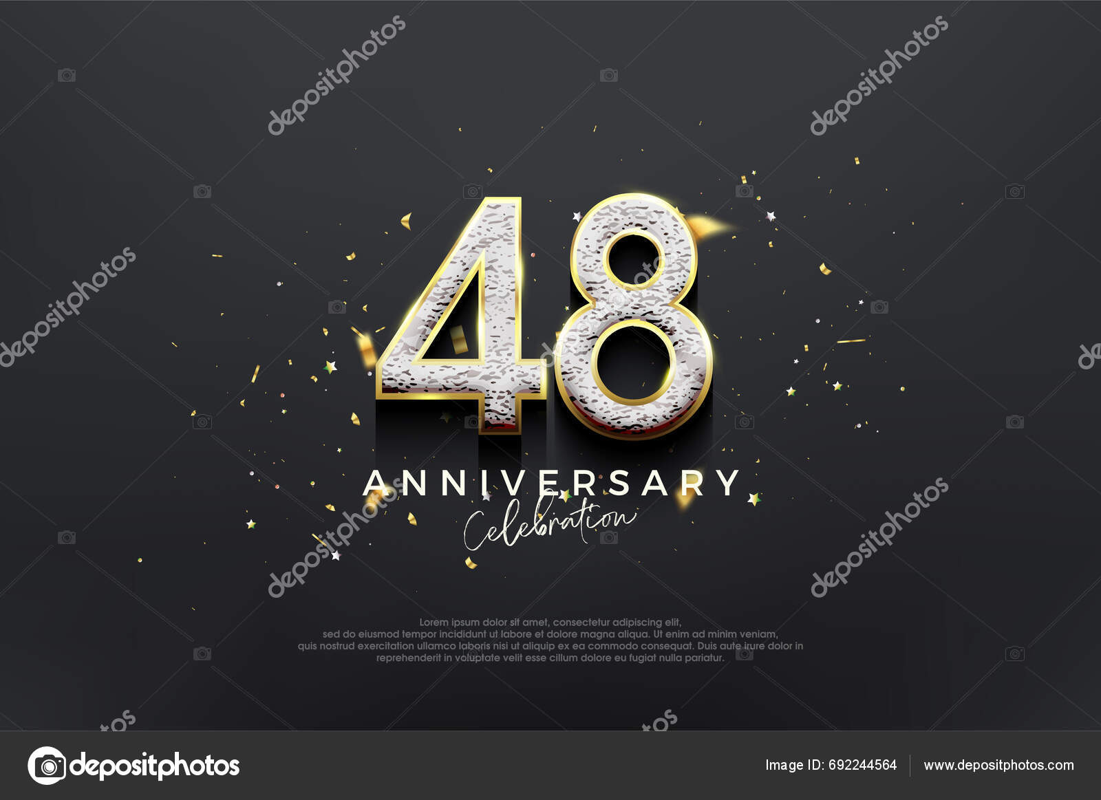 Simple Elegant Design 48Th Anniversary Celebration Luxurious Shiny ...