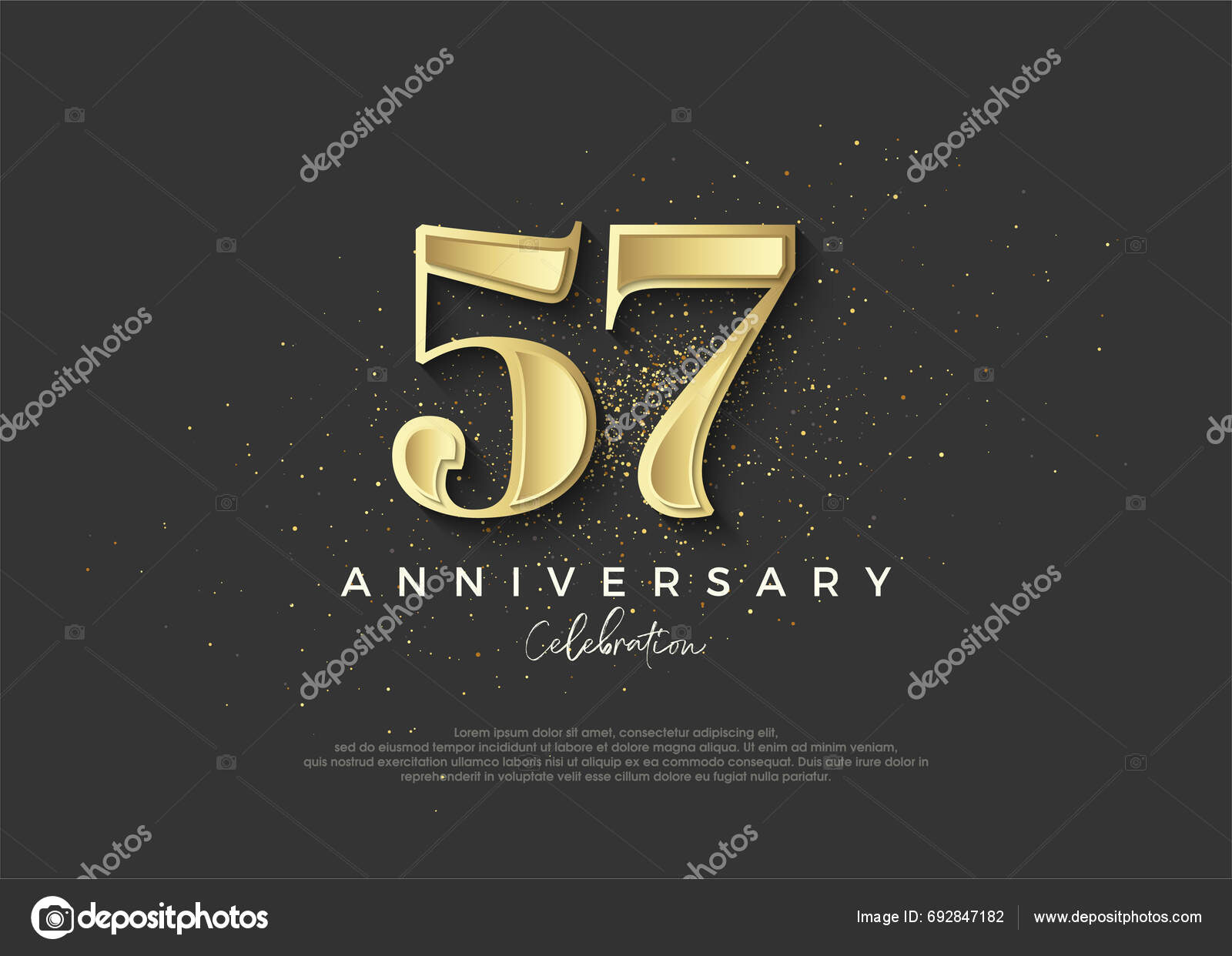 57Th Anniversary Golden Premium Vector Design Celebrate Birthday ...