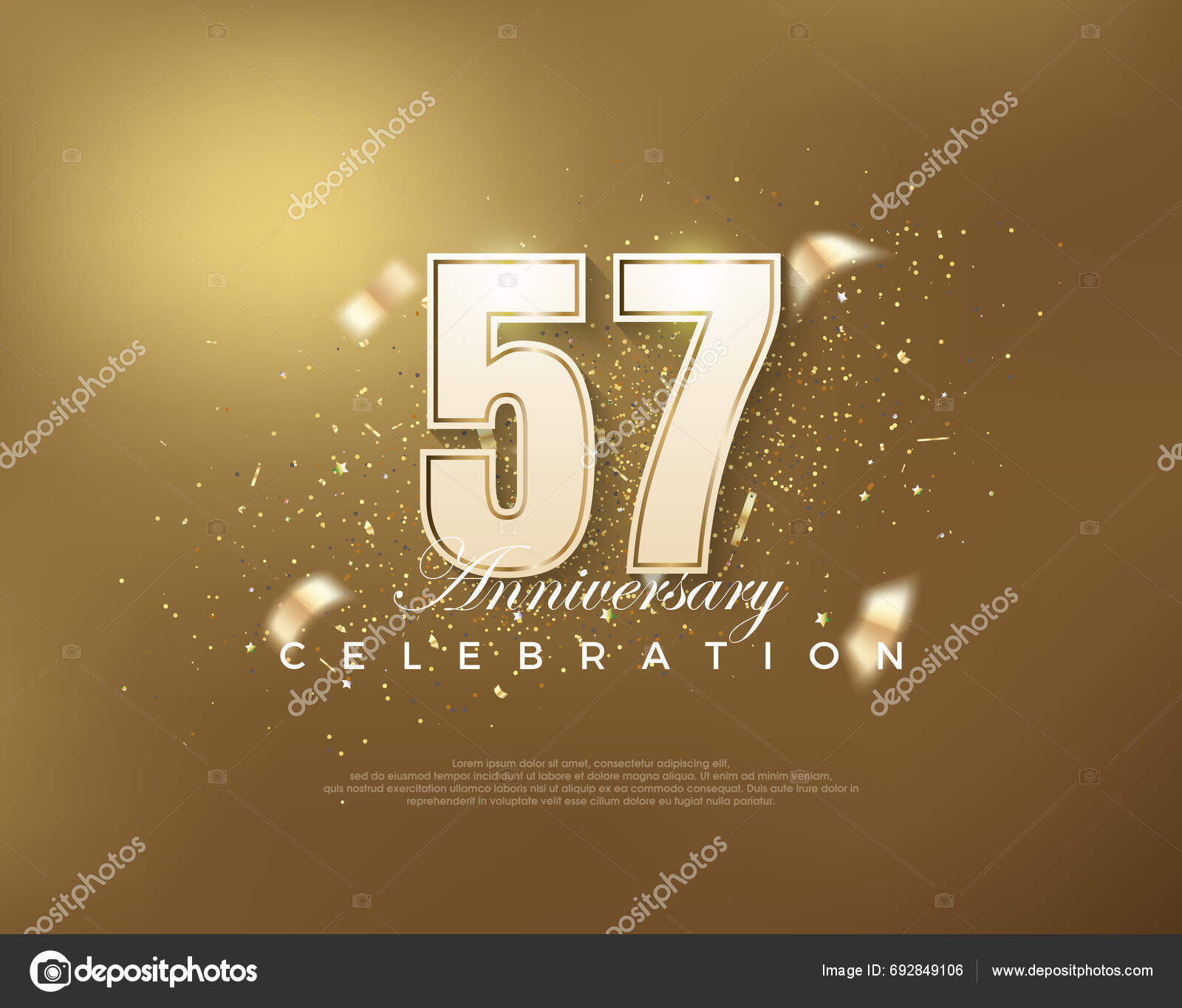 Celebración Del 57º Aniversario Del Oro Lujo Con Números Blancos Vector ...