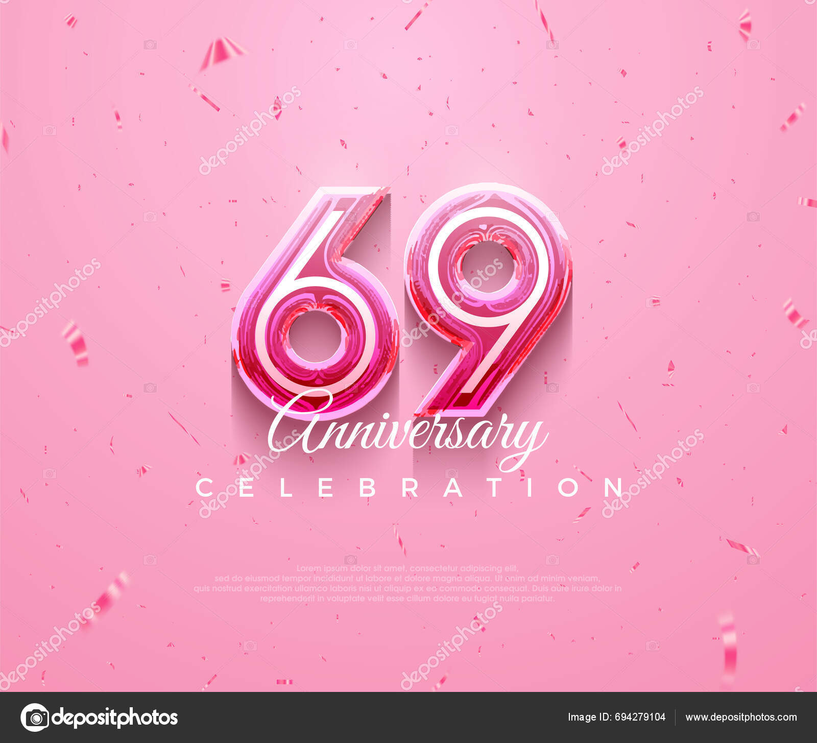 Beautiful 69Th Anniversary Celebration Design Feminine Pink Color ...