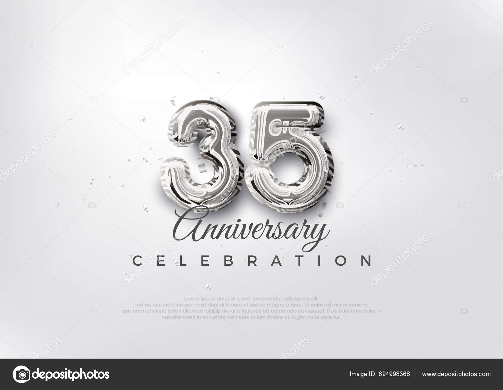 Silver Balloon Number Premium Vector 35Th Anniversary Celebration ...