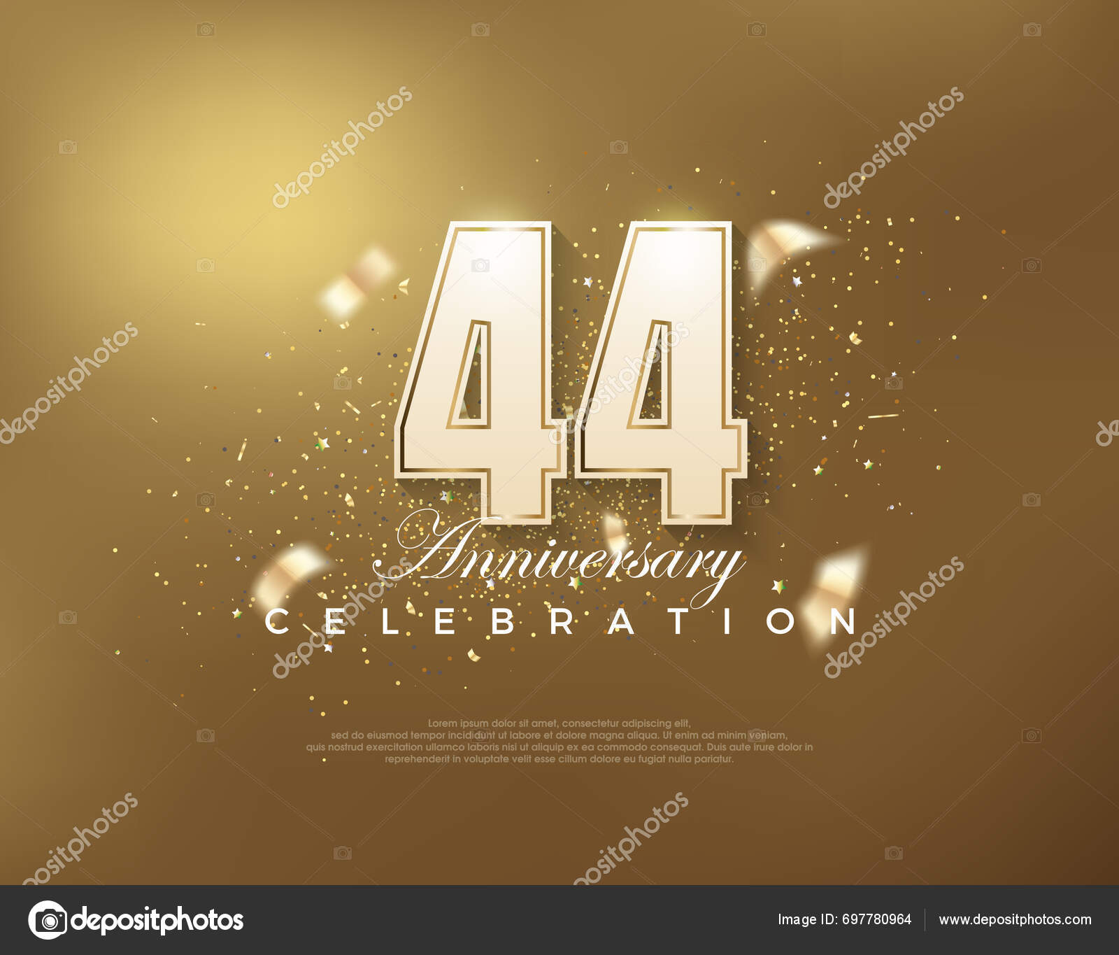 Luxury Gold 44Th Anniversary Celebration White Numbers Gold Background ...