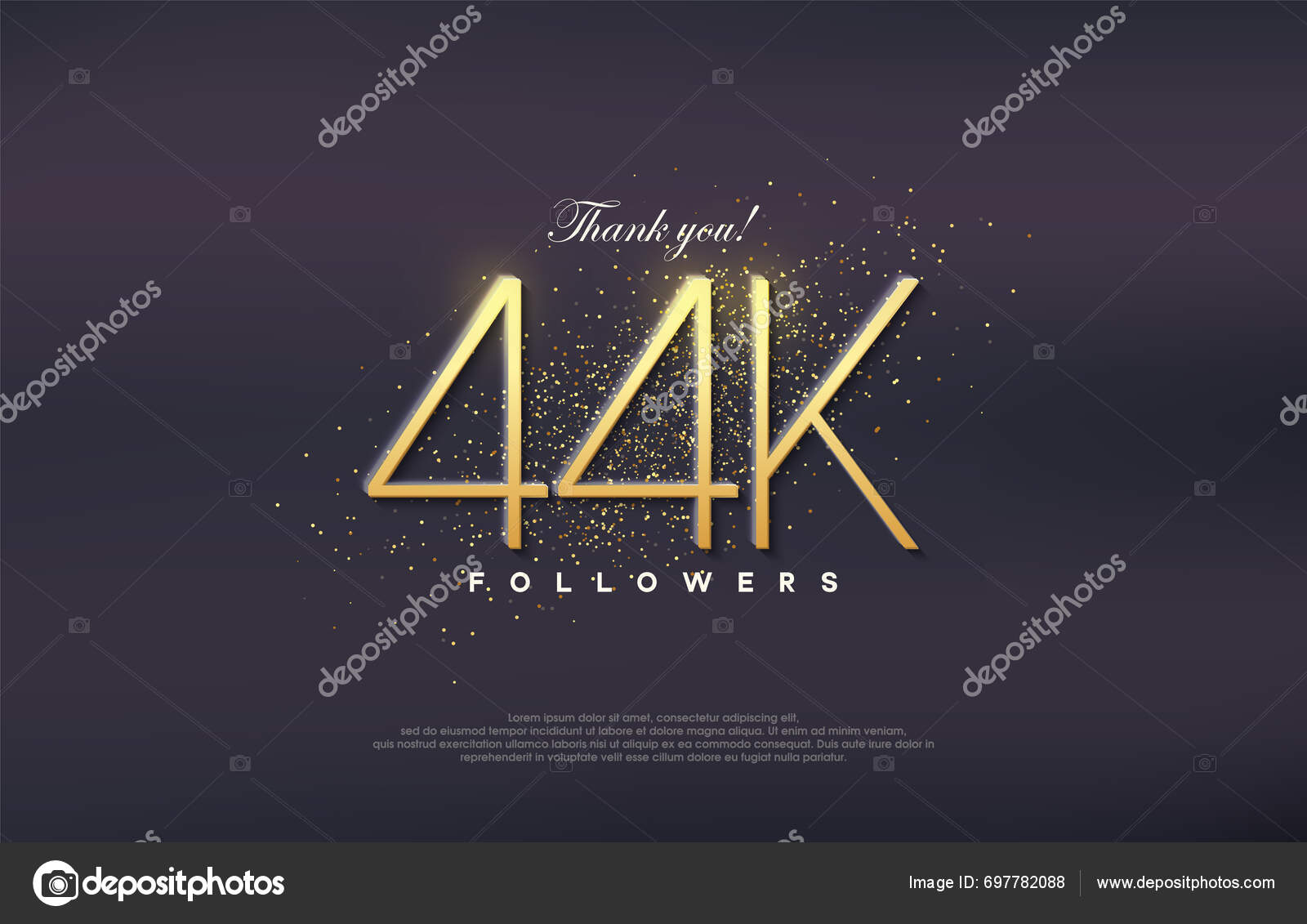 Simple Design Number Celebration Achieving 44K Followers Number Stock ...