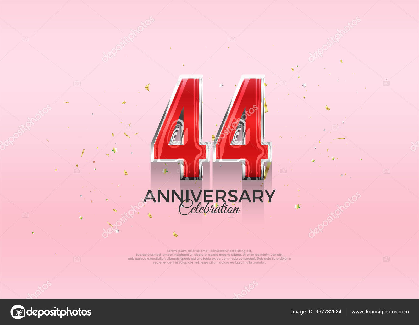 44Th Anniversary Celebration Vector Design Luxury Shiny Gold Premium ...