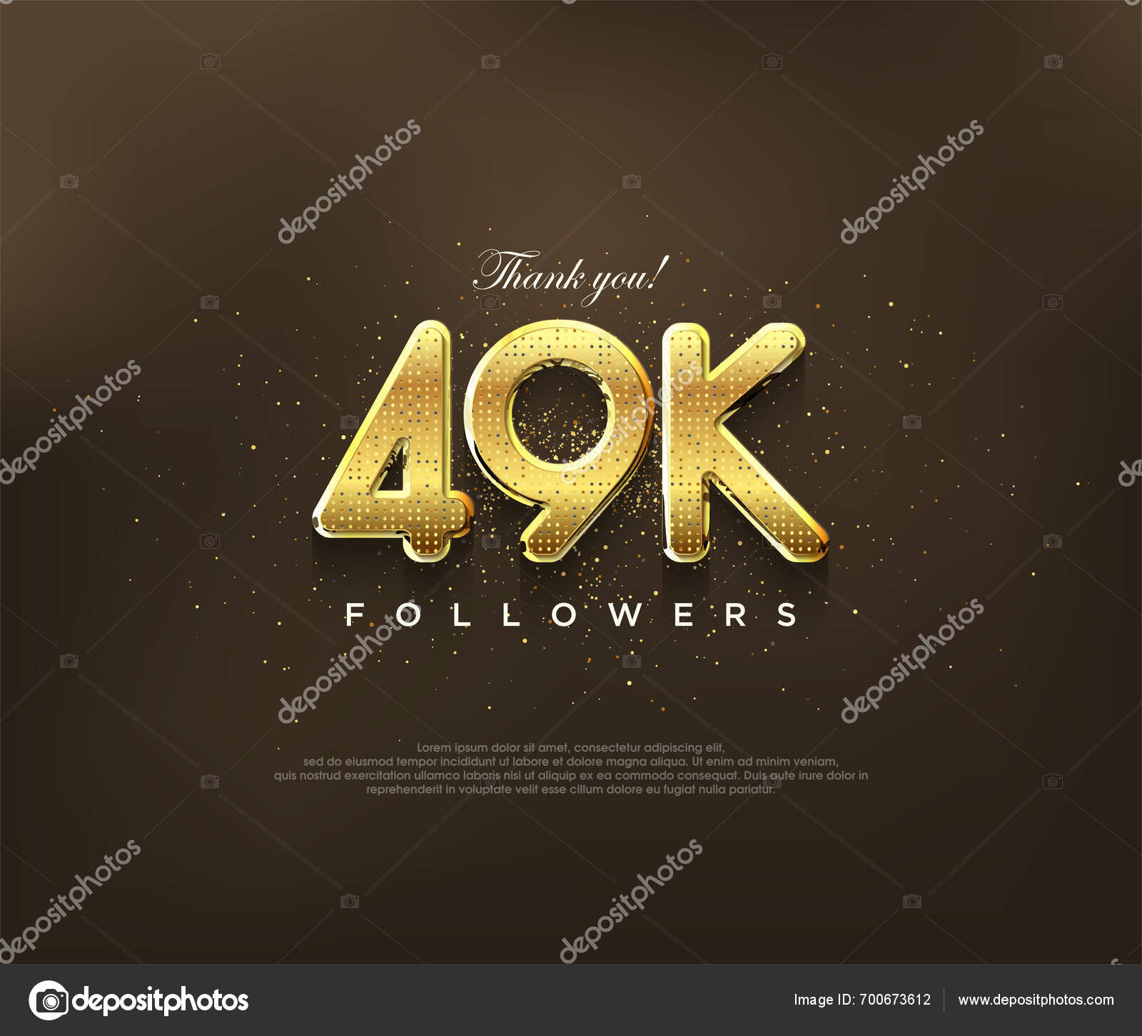 Diseño Oro Para Los Seguidores Gracias 49K Diseño Banner Saludo Vector ...
