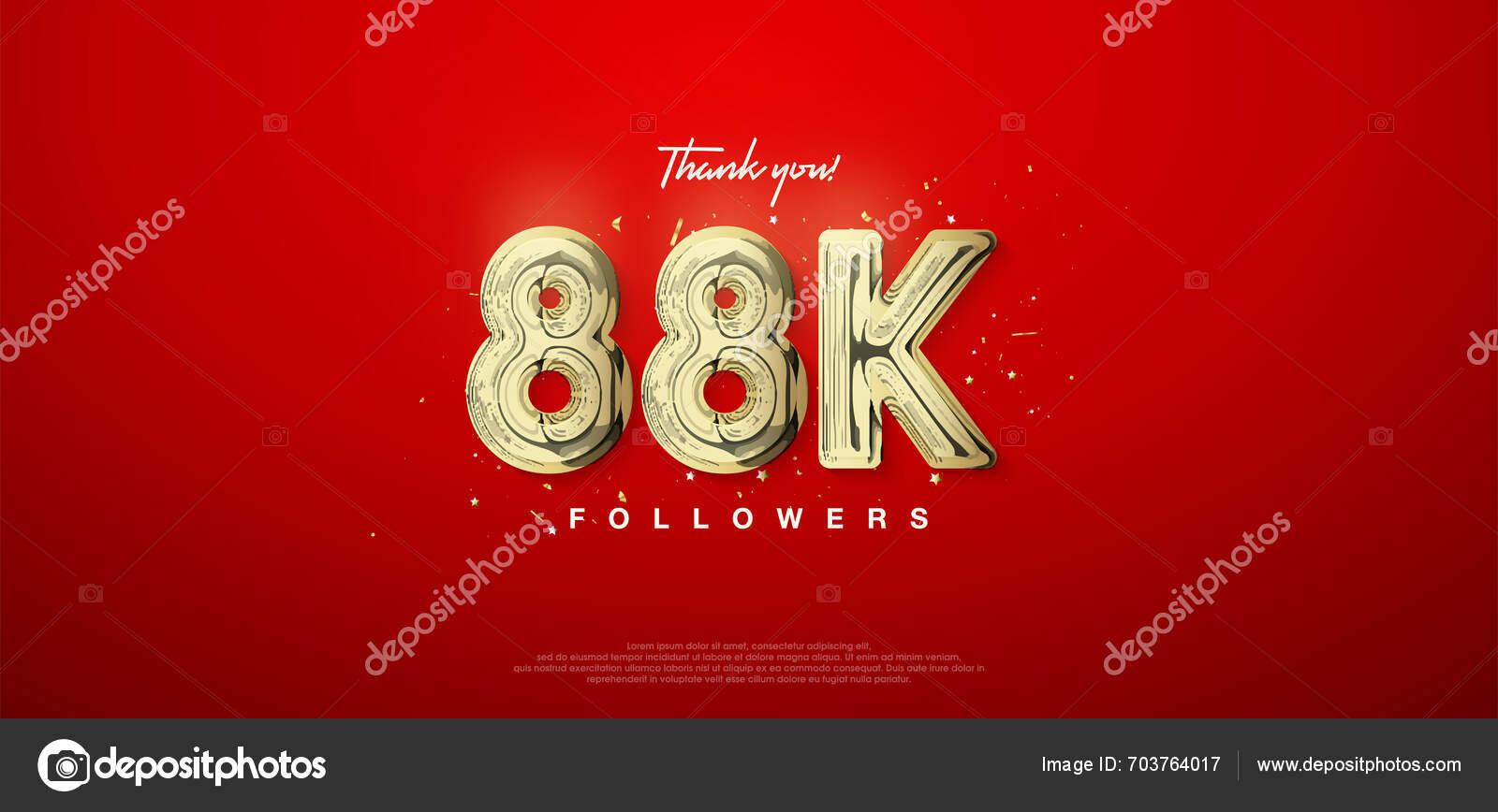 88K Número Ouro Obrigado Pelos Seguidores Cartazes Banners Post Mídia ...