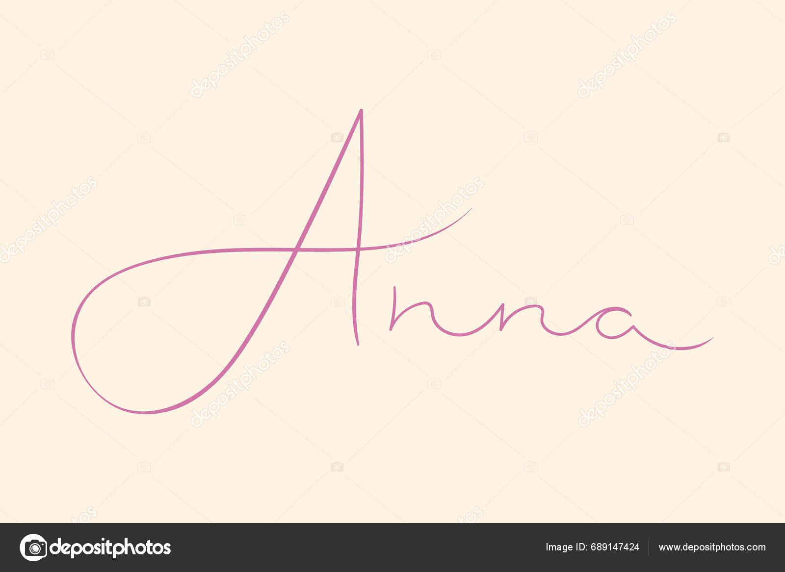 Female Name Anna Handwritten Lettering Calligraphy Girl Name Vector ...