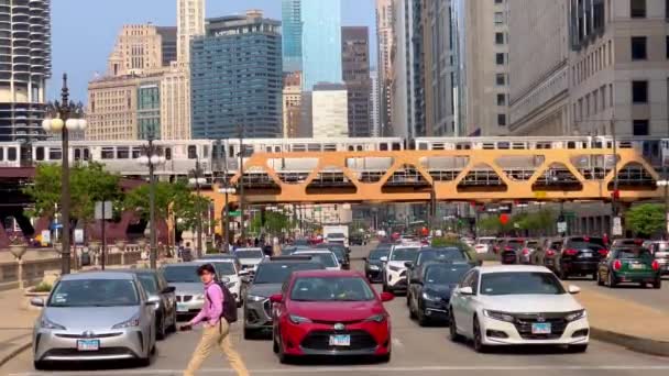Wacker Street View Downtown Chicago Chicago Usa June 2023 — Stock Video ...