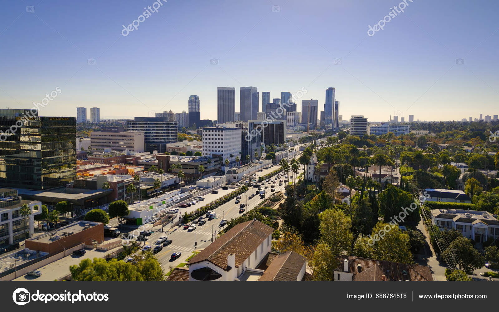 West Hollywood High Rise Buildings Beverly Hills Los Angeles Drone — Stock Editorial Photo ...