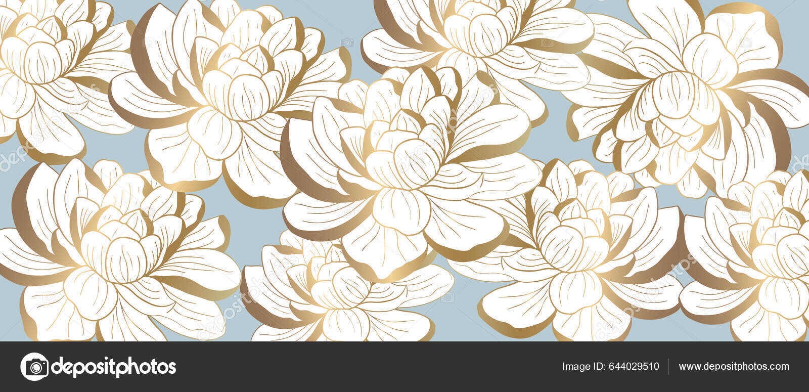 Vector Luxury Background Golden Peonies Decor Covers Backgrounds ...