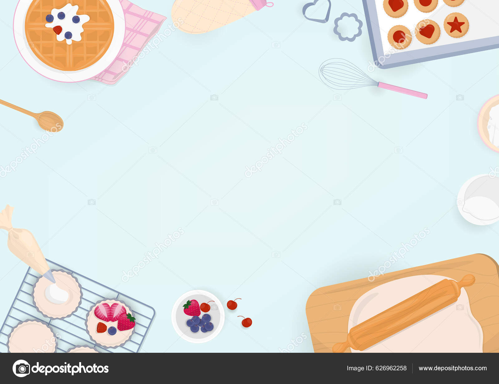 Bakery Background Baking Bakery Process Concept Kitchen Utensils ...