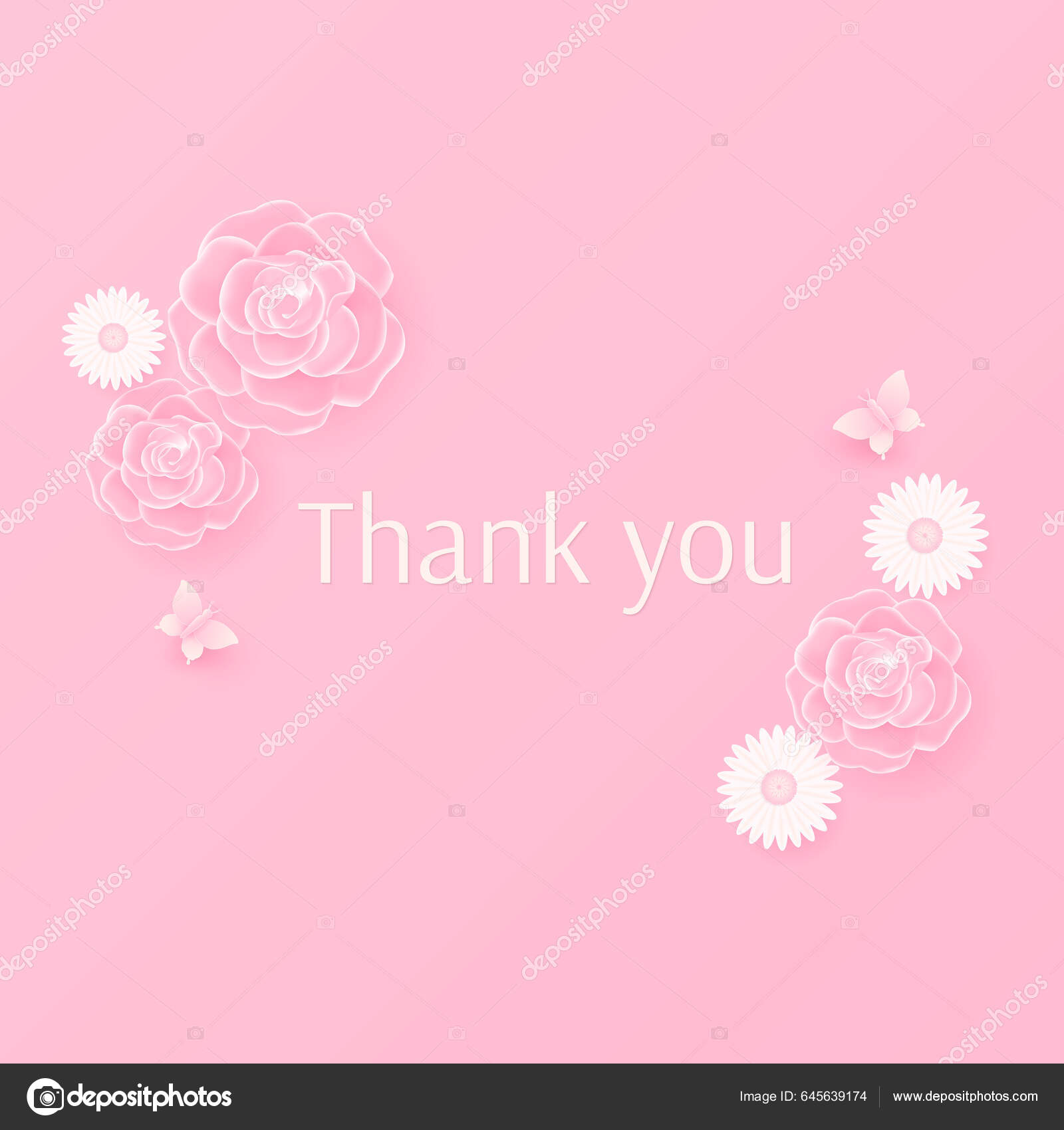 Image vectorielle Merci Bannière Design Avec Des Éléments Floraux ...