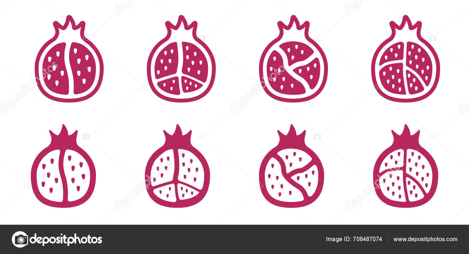 Image vectorielle Icône Fruits Grenade Couleur Rouge Isolé Fond ...