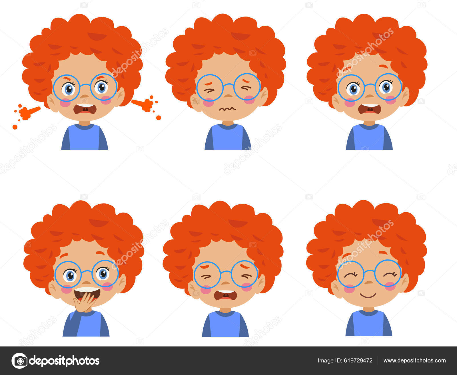 Emoticon Ekspresi Wajah Anak Lucu Emoji Set Vektor Stok oleh ...