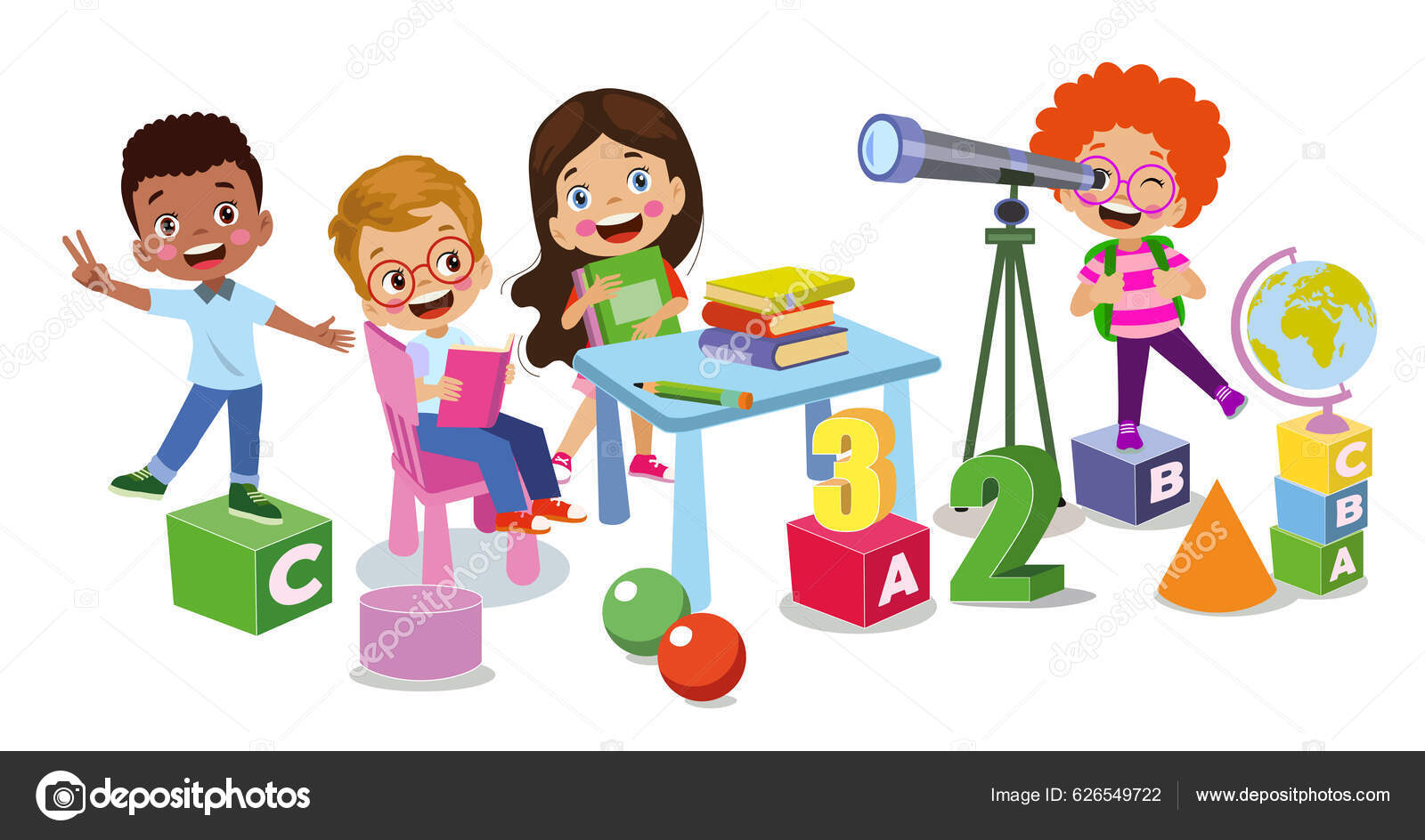 Dibujos Animados Caharecter Feliz Niño Studynig Aprendizaje Vector de ... Dibujos Animados Caharecter Feliz Niño Studynig Aprendizaje Vector de ...