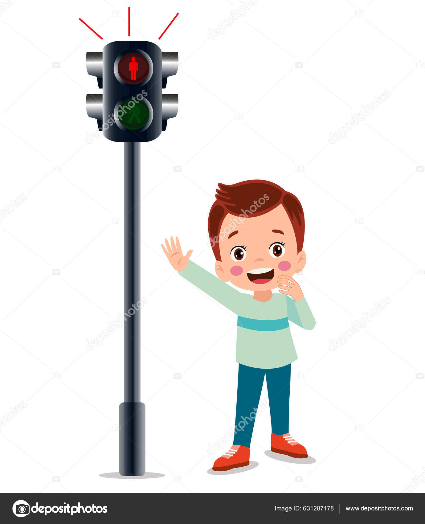 Semáforo Peatonal Chico Lindo Vector de stock por ©Veyselcelikdemir 631287178