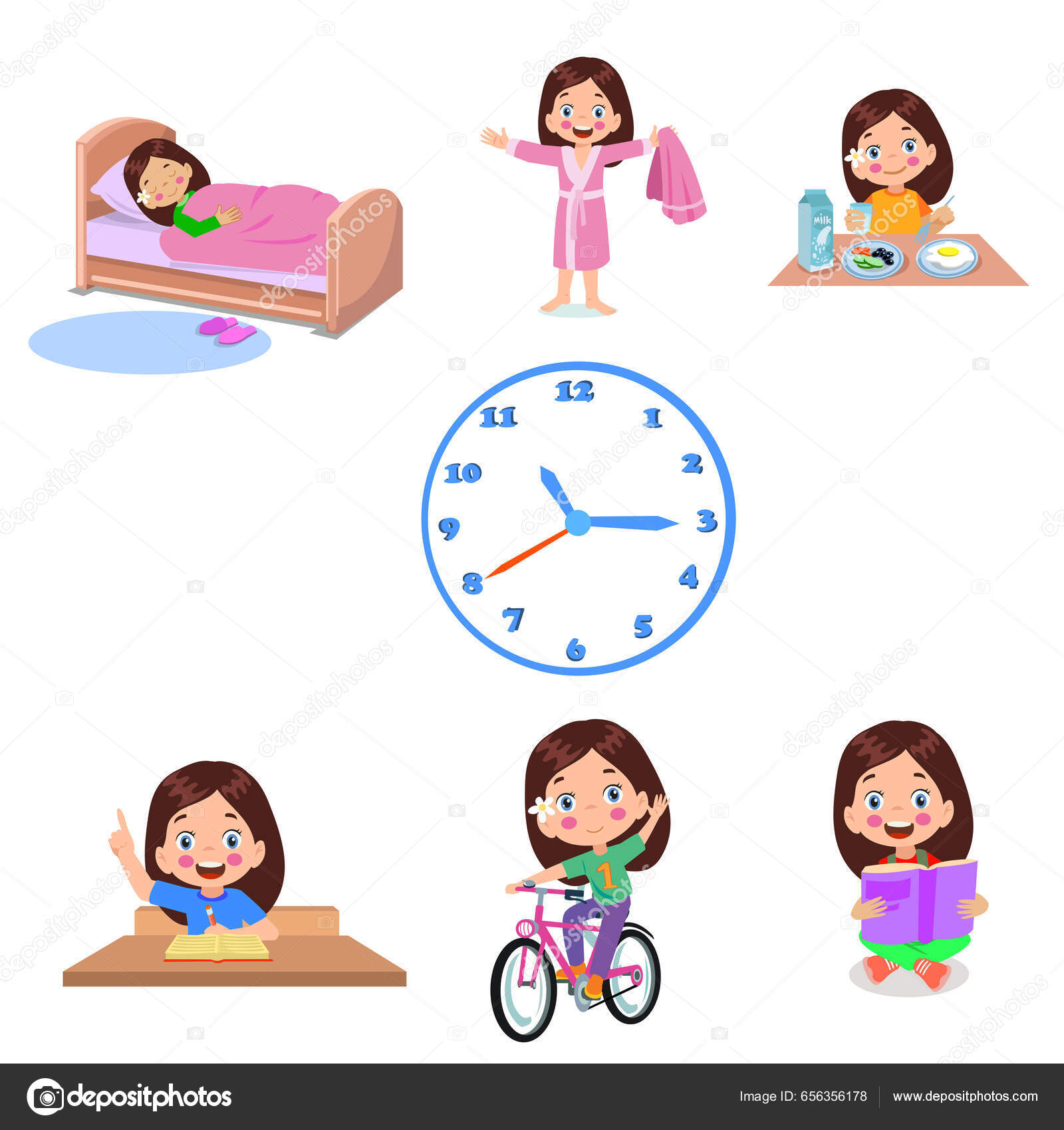 Günlük Rutin Bir Çocuk Için Bir Simge Seti ©Veyselcelikdemir 656356178 ...