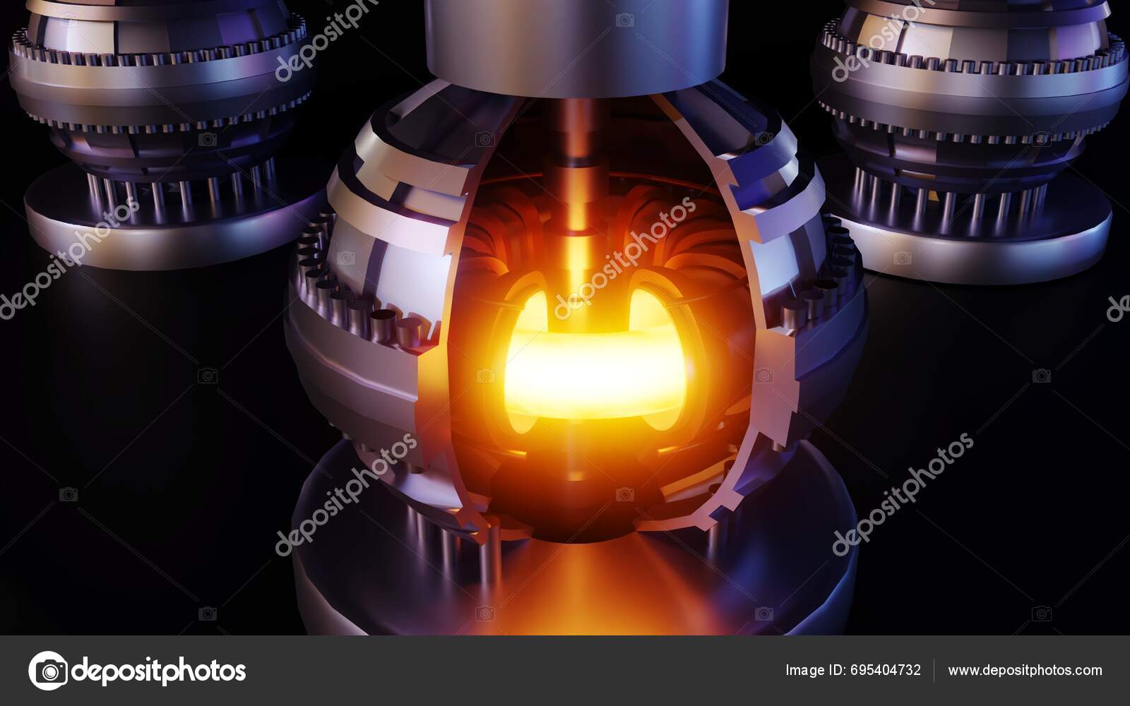 Sebuah Rendering Model Miniatur Dari Reaktor Fusi Menampilkan Medan ...