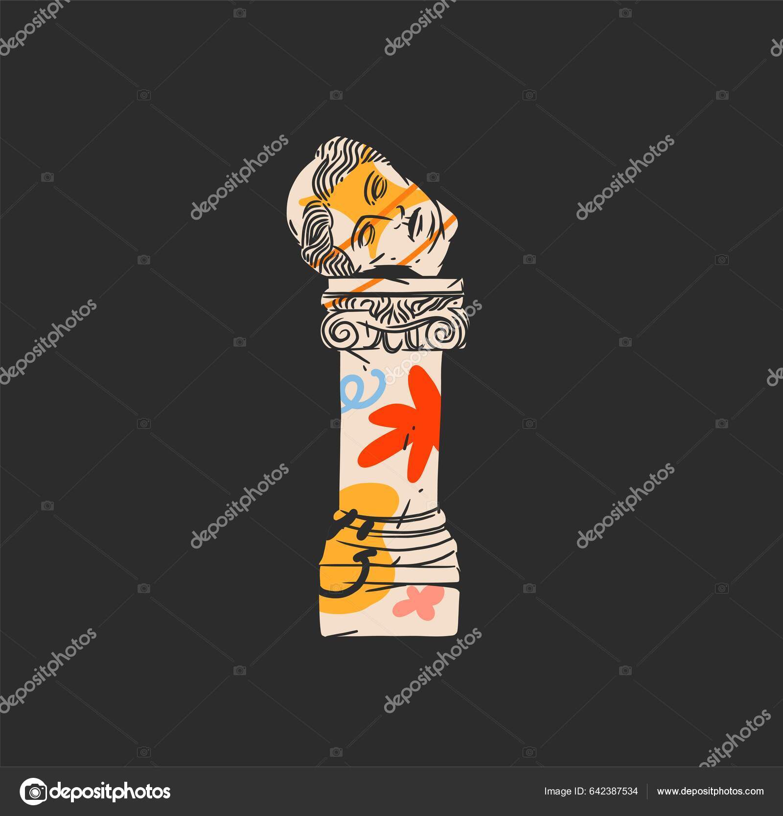 Hand Drawn Vector Abstract Outline Graphic Contemporary Art Greek ... Hand Drawn Vector Abstract Outline Graphic Contemporary Art Greek ...