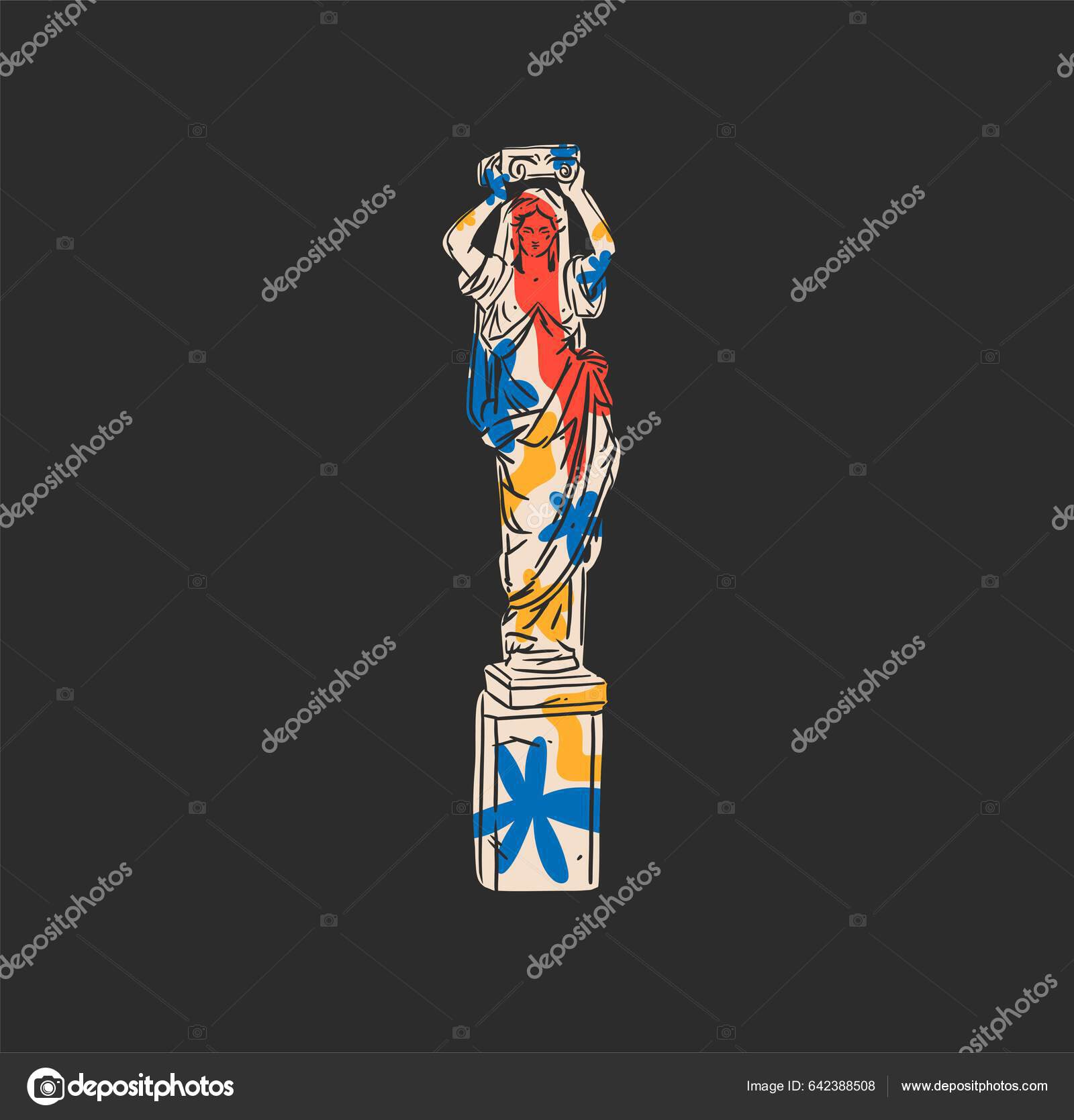 Hand Drawn Vector Abstract Outline Graphic Contemporary Art Greek ... Hand Drawn Vector Abstract Outline Graphic Contemporary Art Greek ...