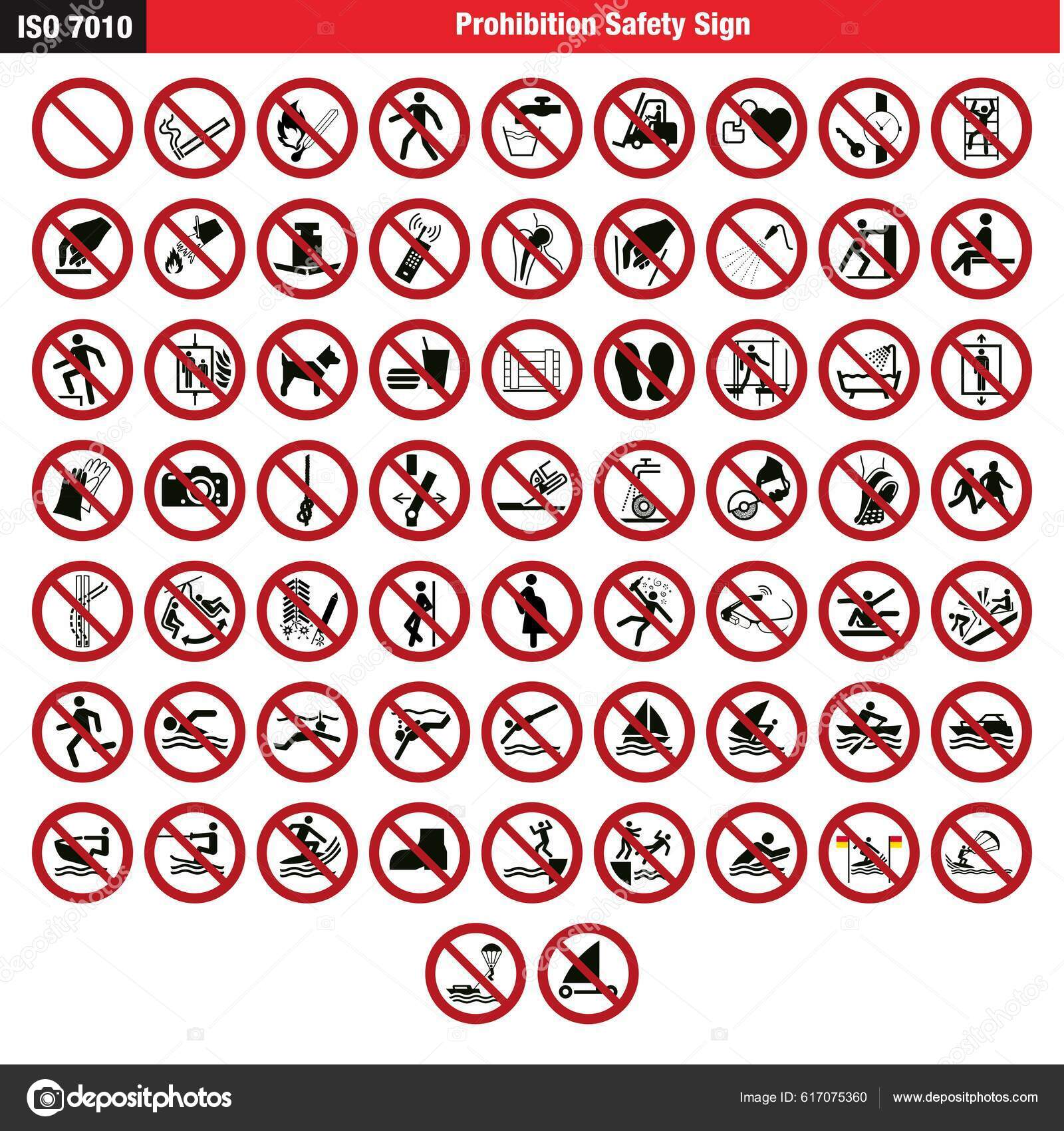Original Prohibition Safety Sign Symbol Icon Pictogram Compilation ...