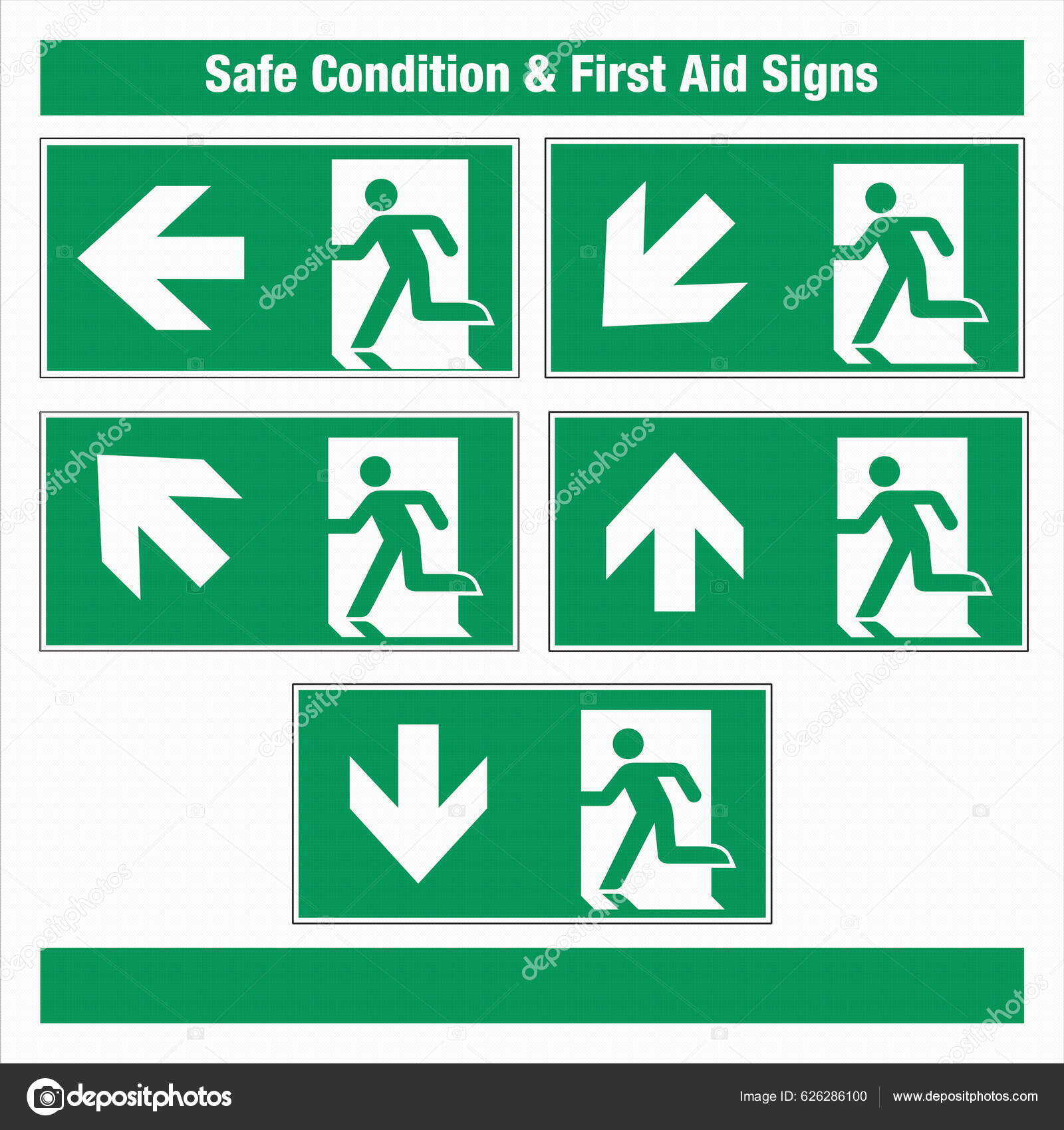 Iso 7010 Standard Safe Condition First Aid Signs Emergency Exit Stock Vector Image by ...