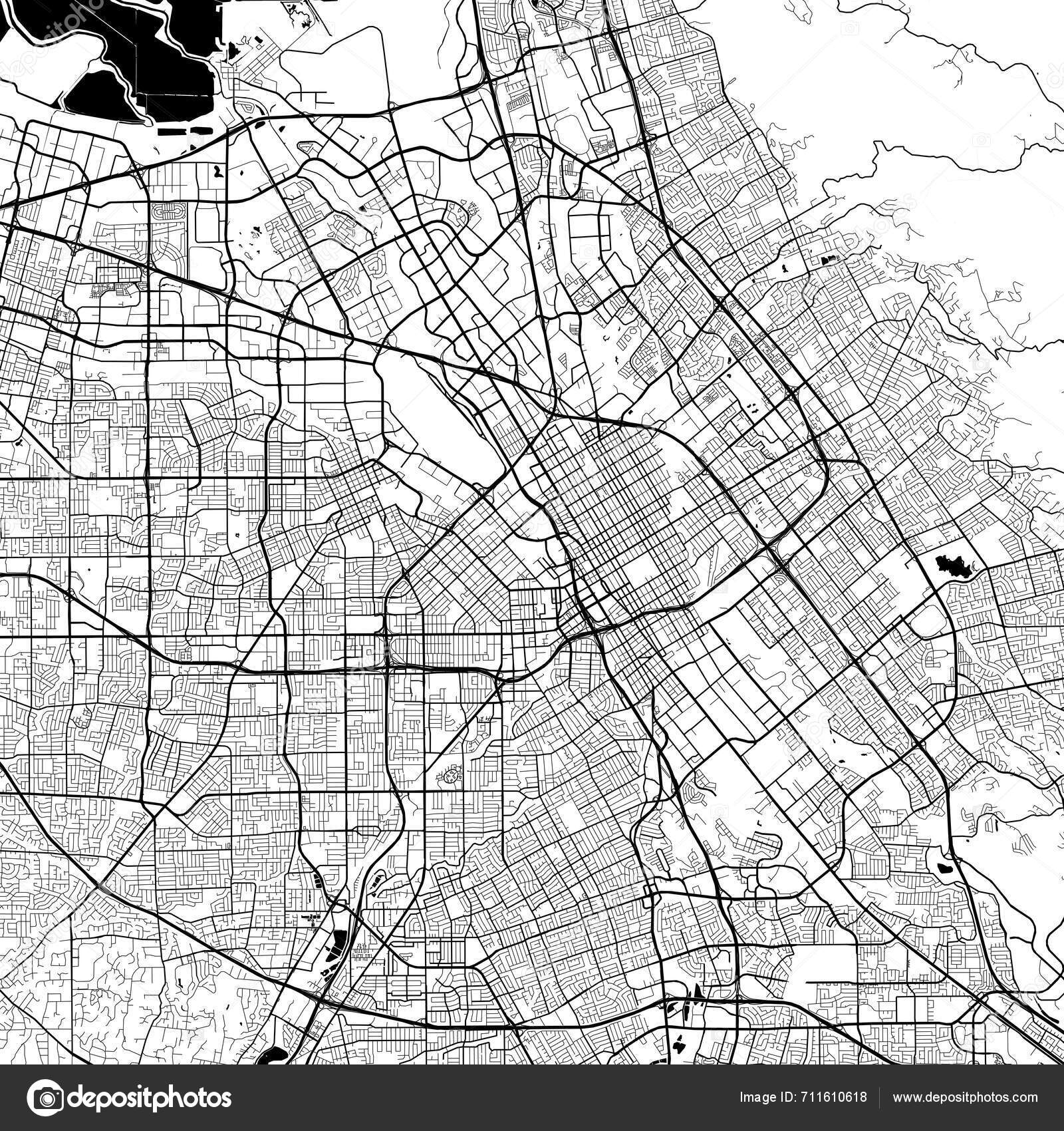 City Monochrome Black White Minimalist Street Road Aesthetic Decoration Map — Stock Photo ...