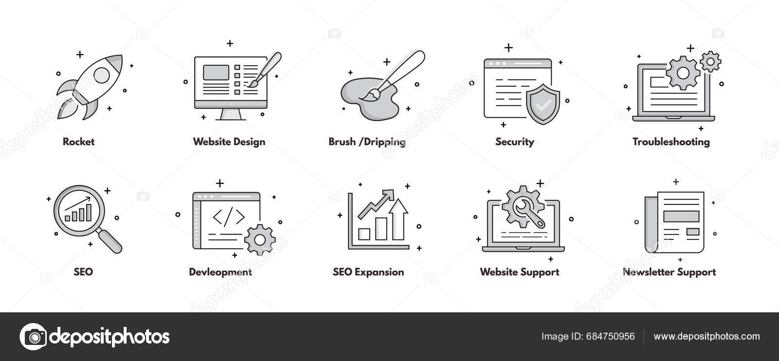 Digital Growth Essentials Icons Online Success Including Seo Expansion ...