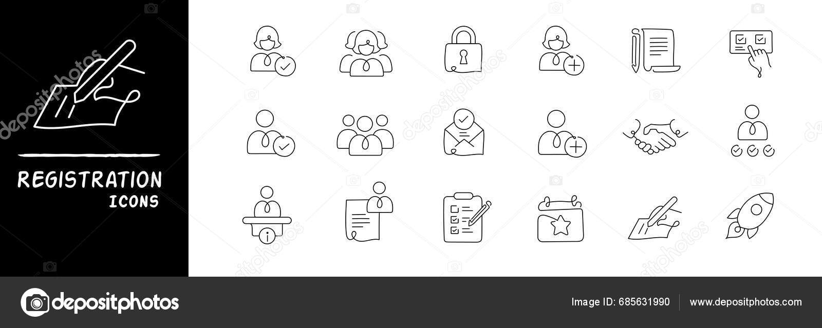 Registration Icons Variety Sign Symbols Account Creation Graphics ...