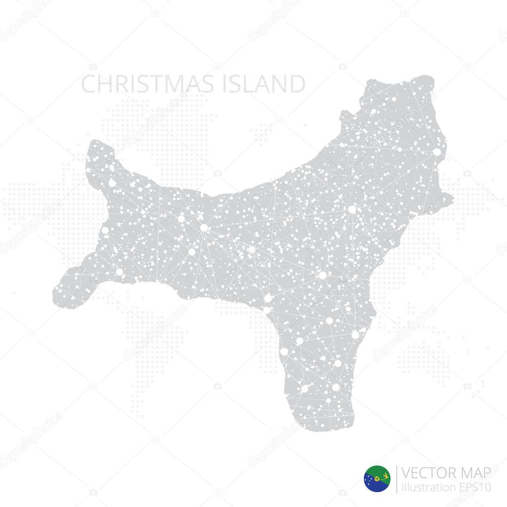 Mapa gris Isla de Navidad aislado sobre fondo blanco con líneas de ...