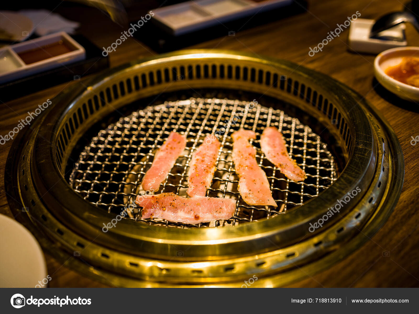 Grill Freshly Prepared Meat Slices Being Cooked — Stock Photo ...