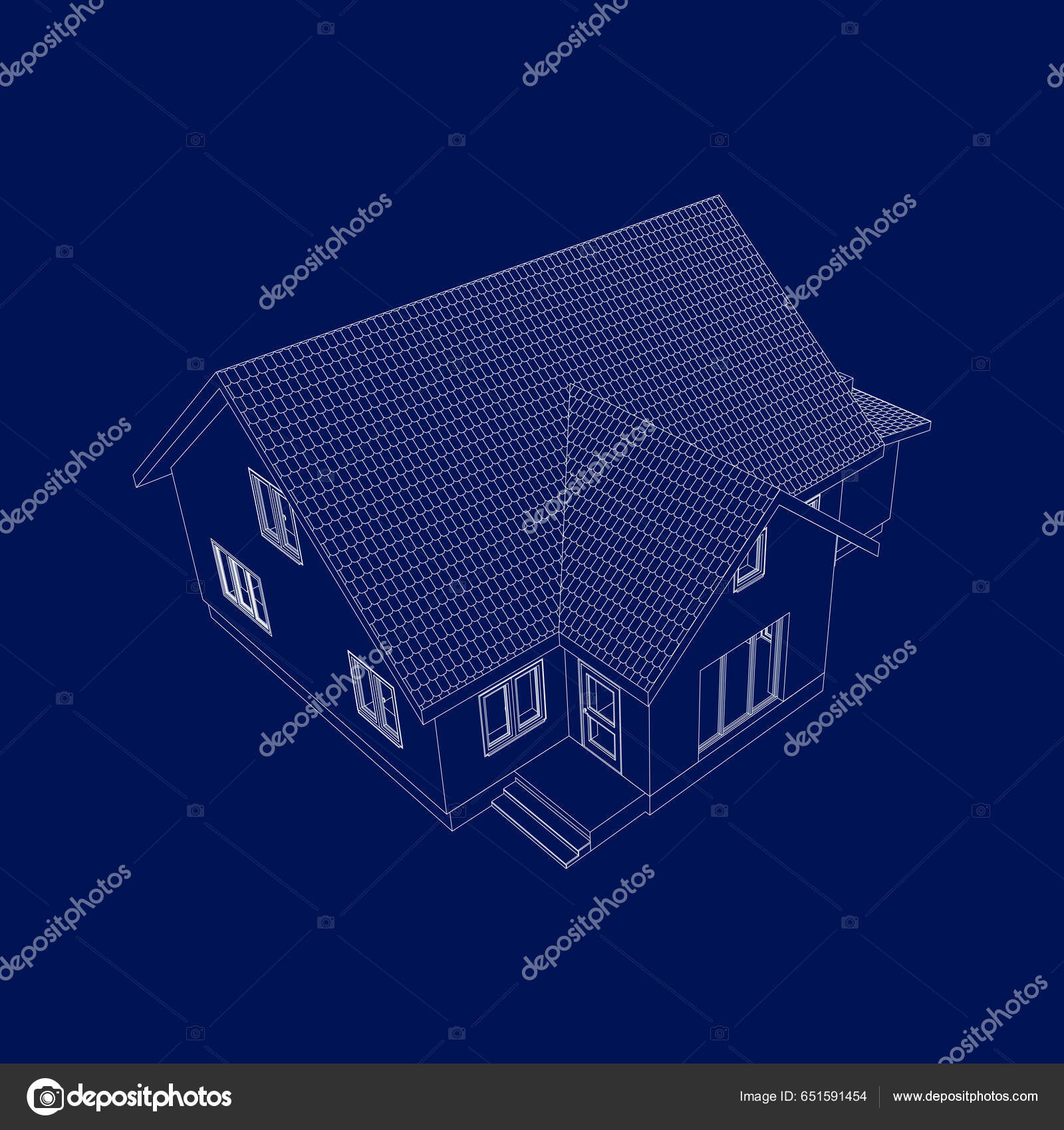 Vektor Perspektif Mewah Eksterior Rumah Modern Model Pondok Pemandangan ...