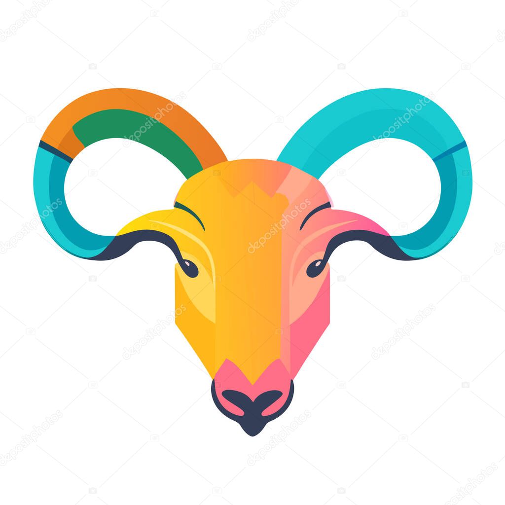 cabeza del carnero (cabeza de carnero), vector blanco y negro dibujo ...