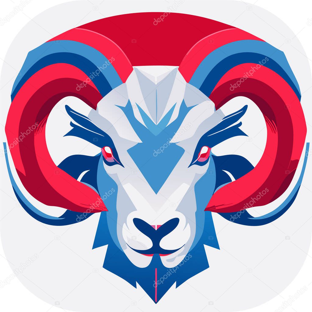 cabeza del carnero (cabeza de carnero), vector blanco y negro dibujo ...