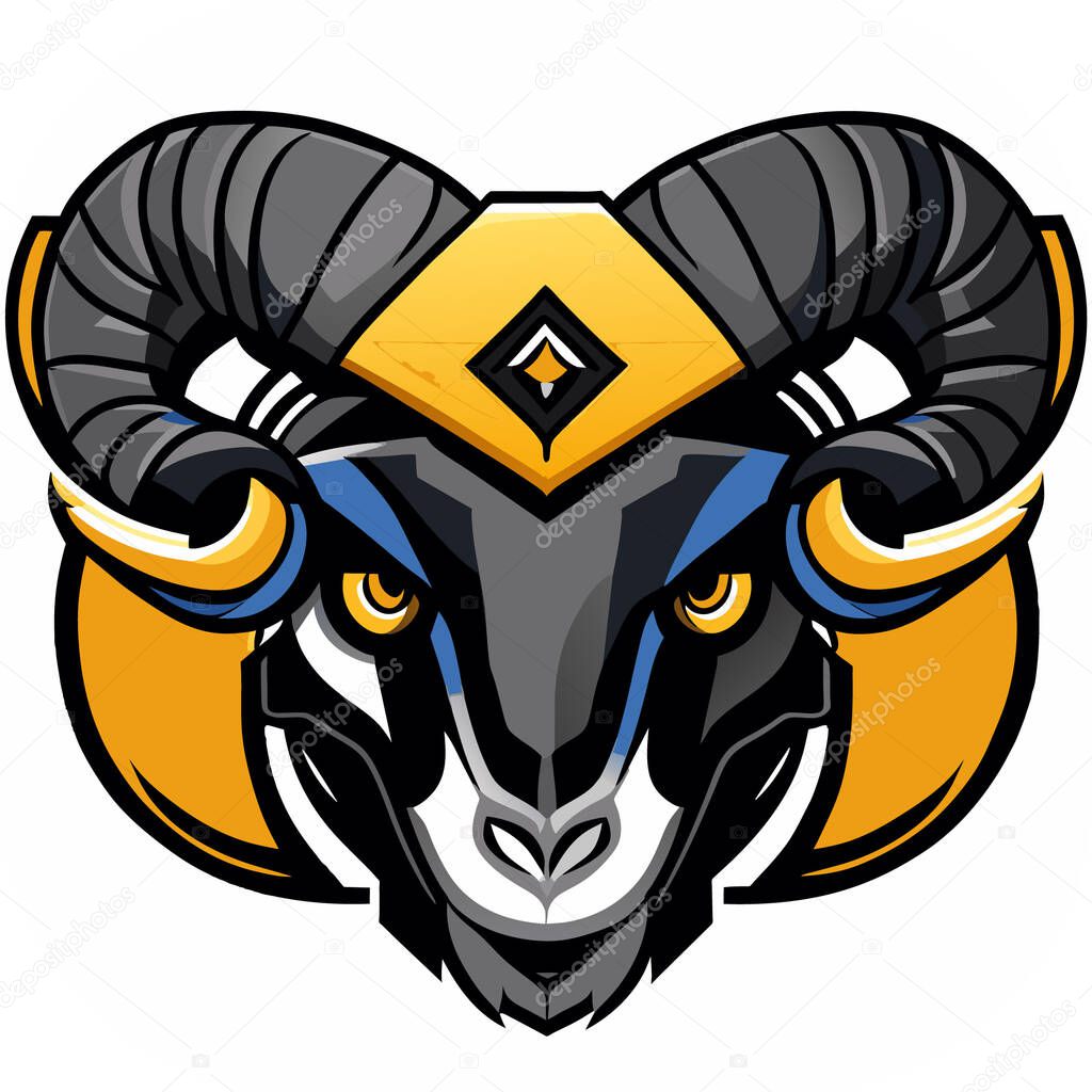 cabeza del carnero (cabeza de carnero), vector blanco y negro dibujo ...