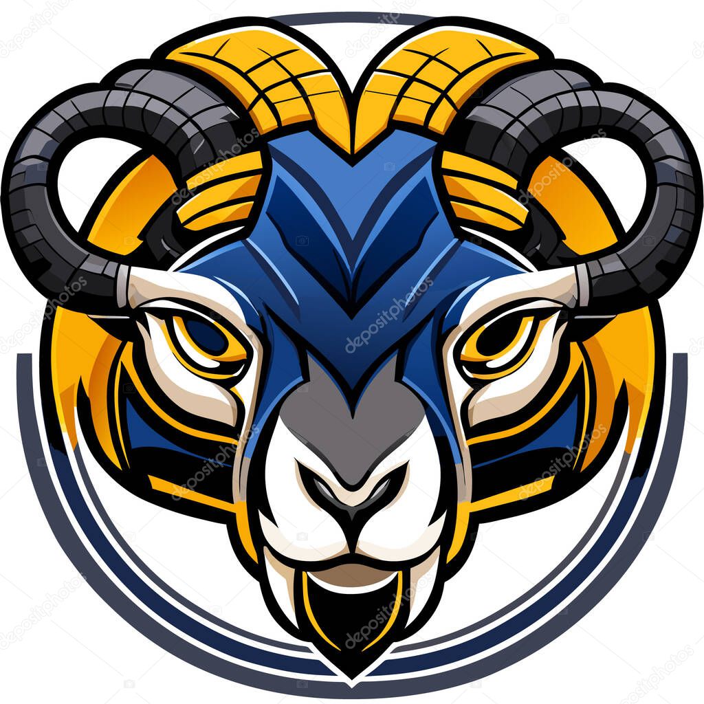 cabeza del carnero (cabeza de carnero), vector blanco y negro dibujo ...