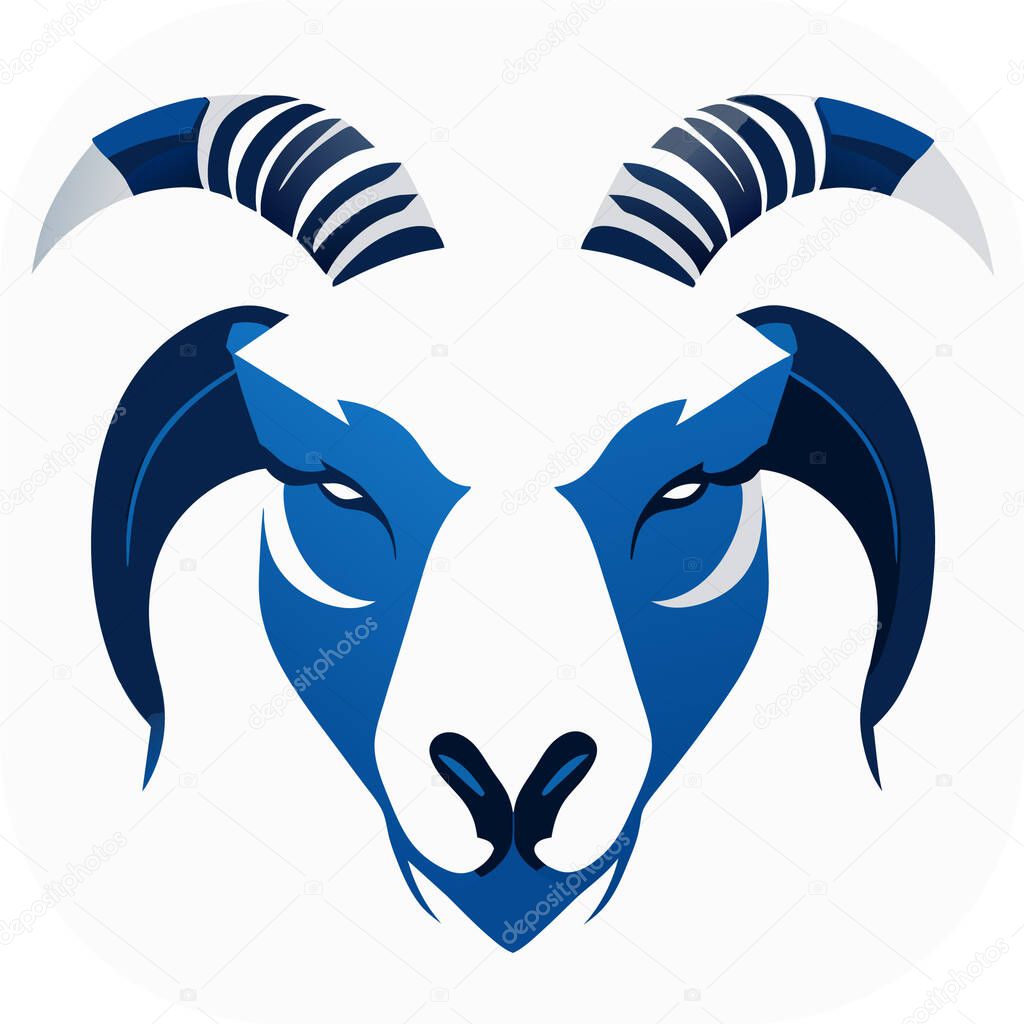 cabeza del carnero (cabeza de carnero), vector blanco y negro dibujo ...