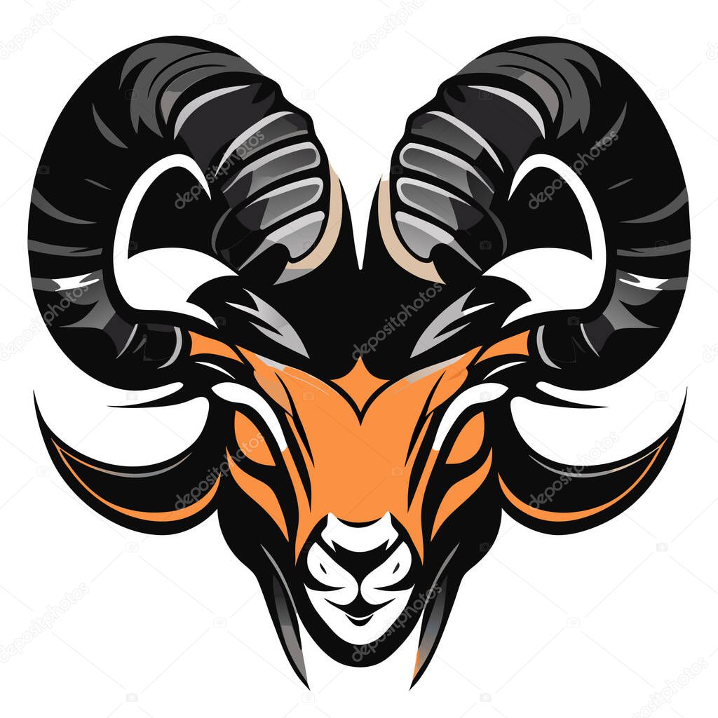 cabeza del carnero (cabeza de carnero), vector blanco y negro dibujo ...