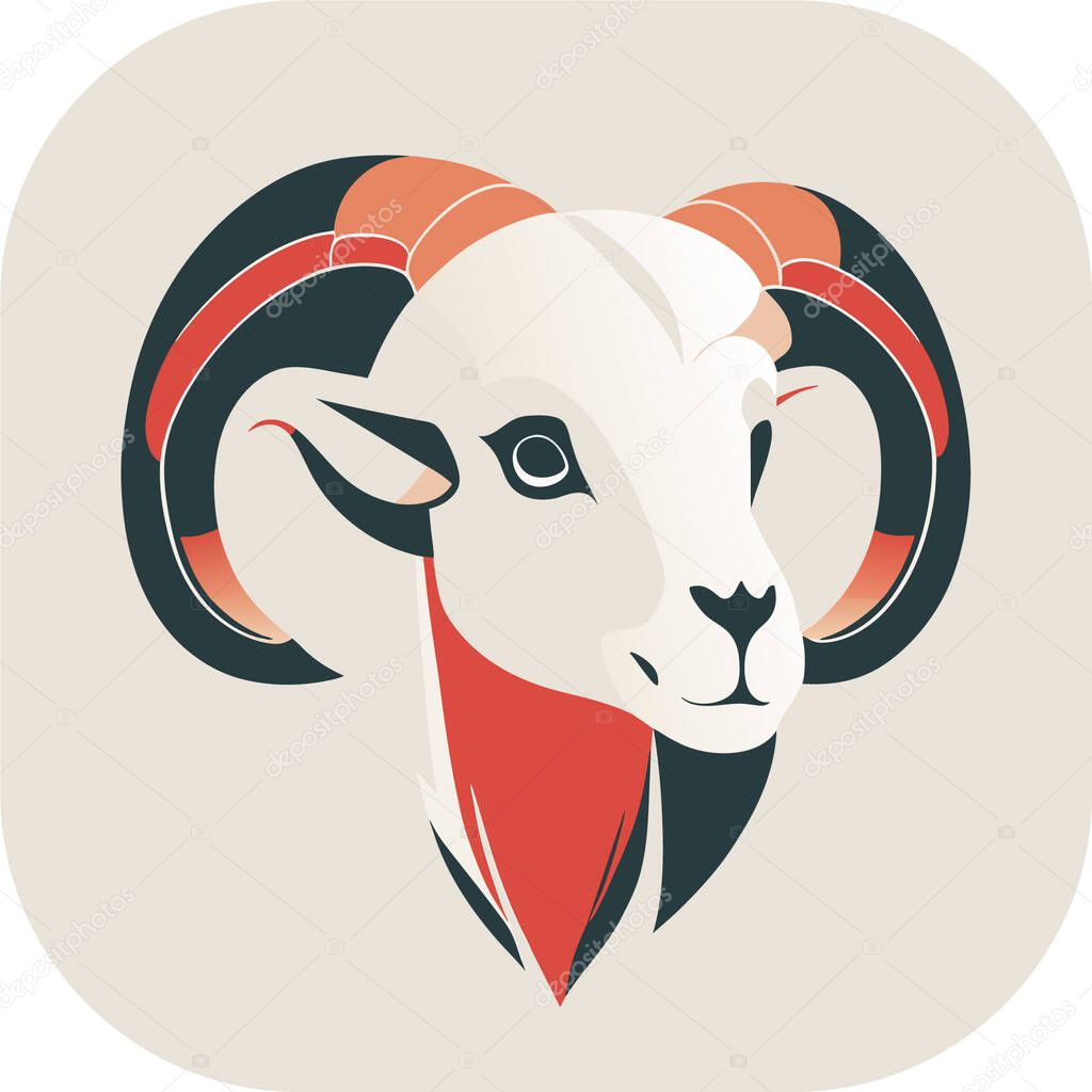 cabeza del carnero (cabeza de carnero), vector blanco y negro dibujo ...